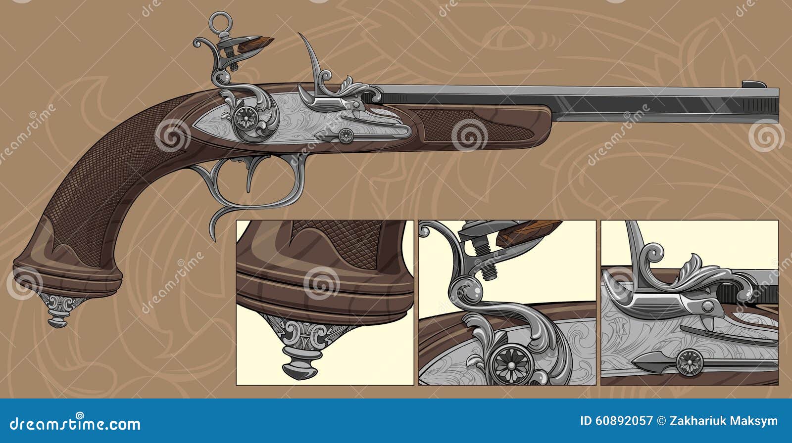 Flintlock pistol stock vector. Illustration of flint - 60892057