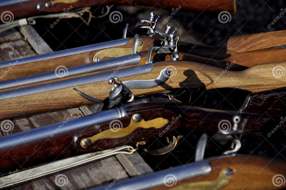 Flintlock rifle with stock image. Image of wood, historical - 14314891