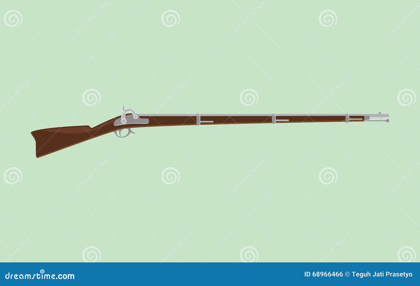 Old Flintlock Rifle Vector Silhouette Illustration Isolated On White ...