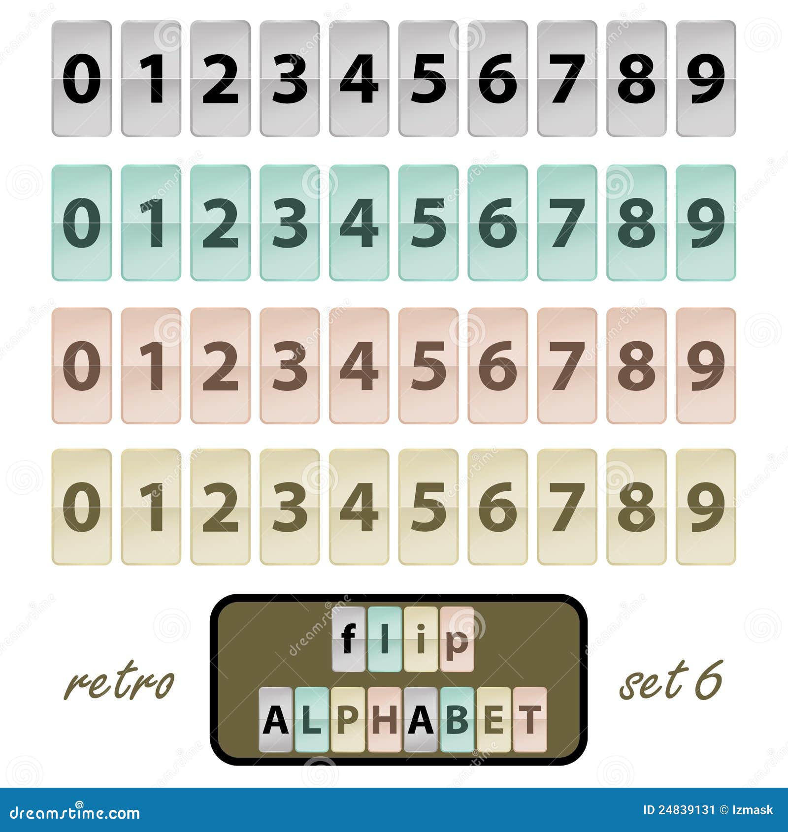 Flip alphabet set 6 stock vector. Illustration of design - 24839131
