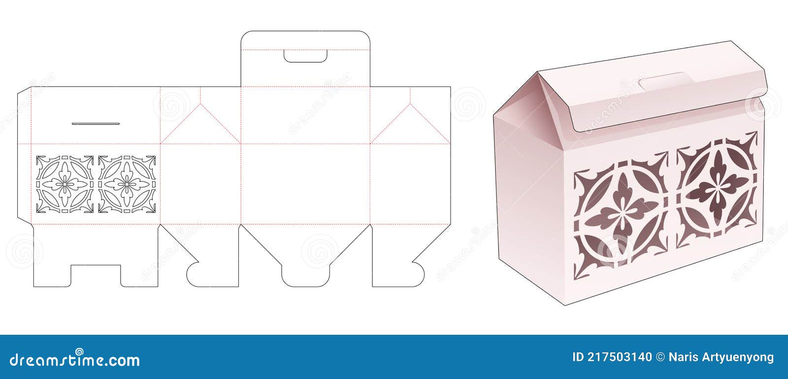 Flip Bag Box with Stenciled Pattern Die Cut Template Stock Vector ...
