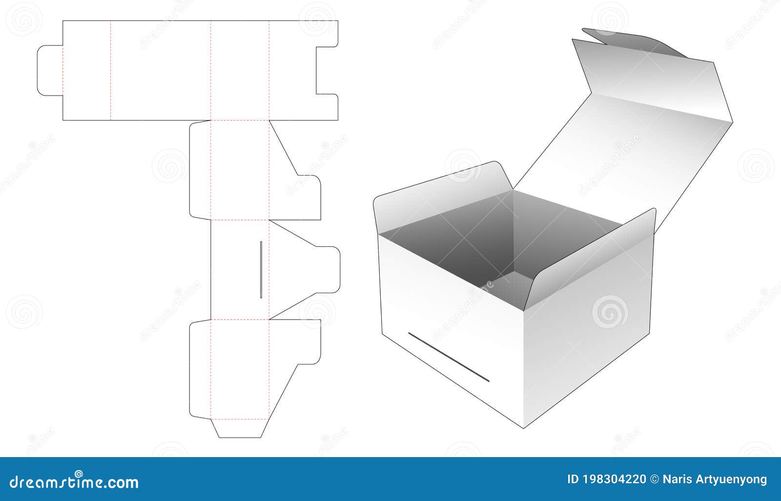 Flip Box Packaging Die Cut Template Stock Vector - Illustration of line ...