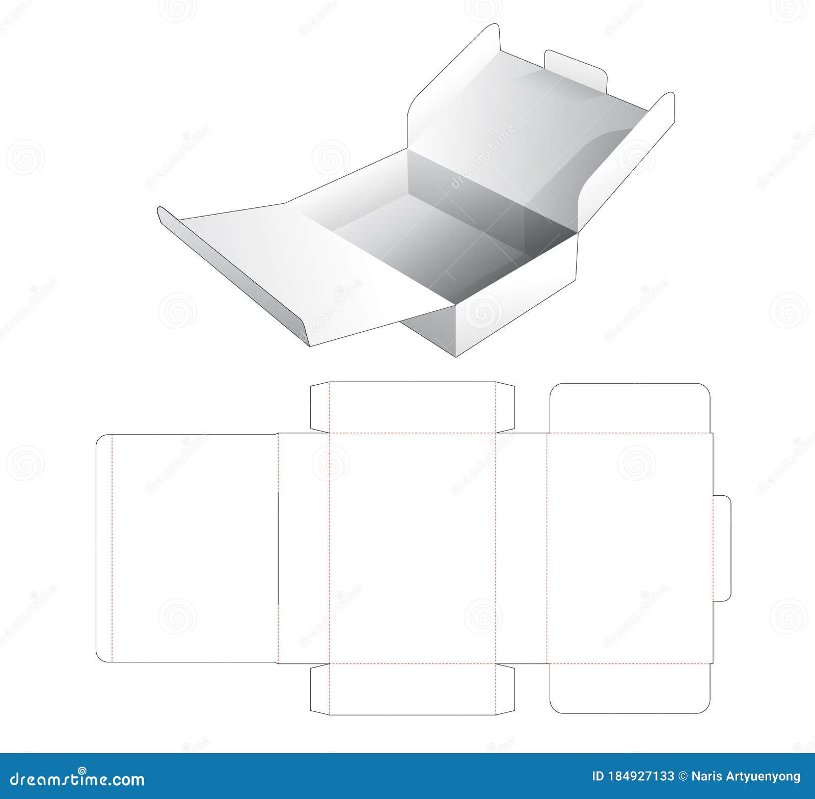Rigid Flip Top Box Die Cut Template Cartoon Vector | CartoonDealer.com ...