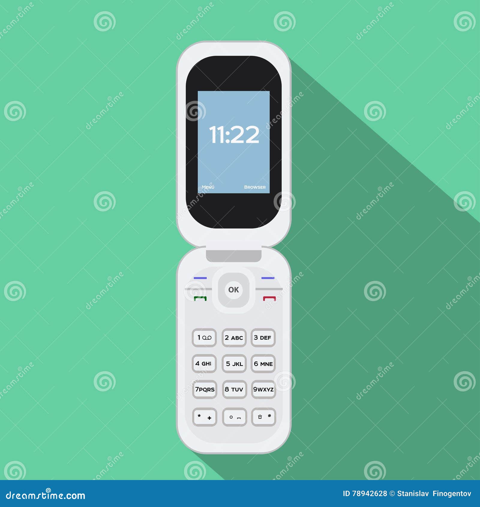 Flip Cellphone Icon. Vector Illustration of the Mobile Device. Flat ...