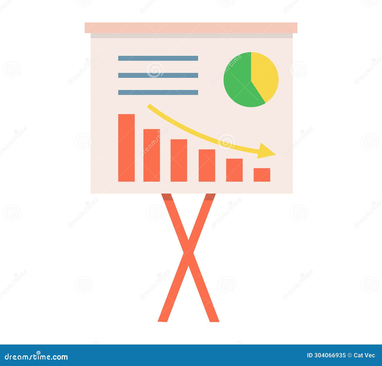 Flip Chart with Bar Graph and Pie Chart Presenting Data. Business ...