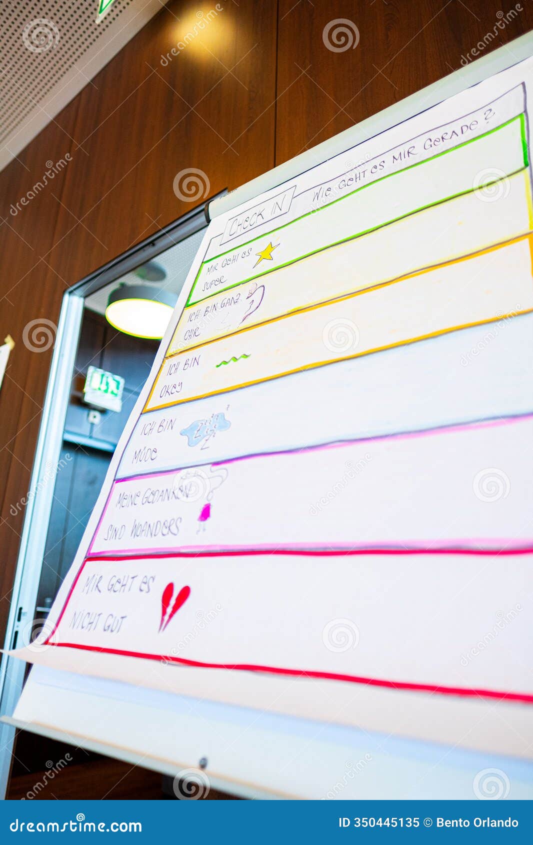 Flip Chart with Handwritten Notes and Colorful Categories in Office ...