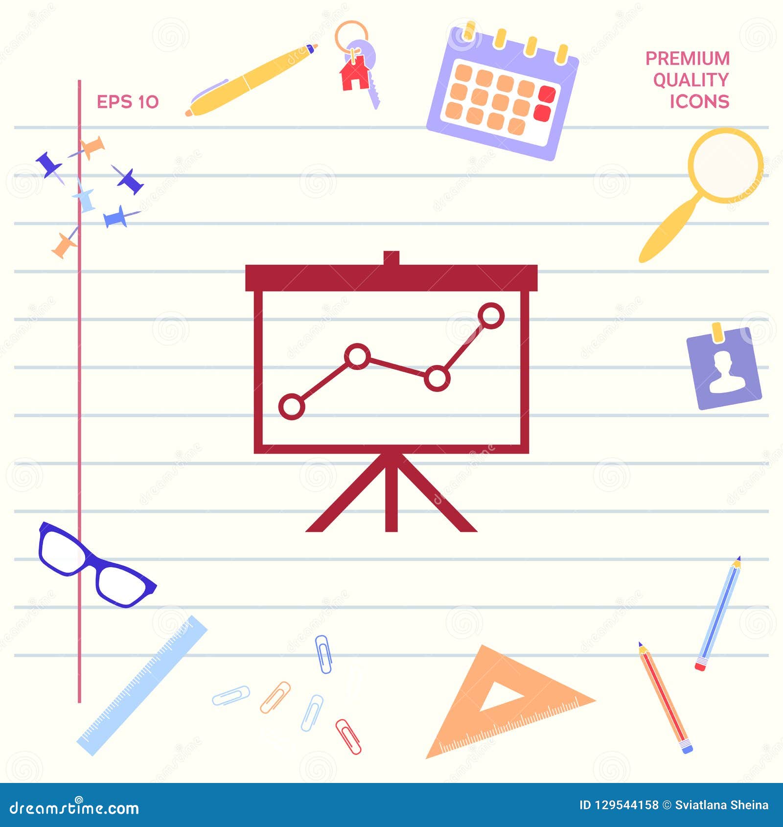 Flip-chart, Projection Screen with a Graph. . Graphic Elements for Your ...