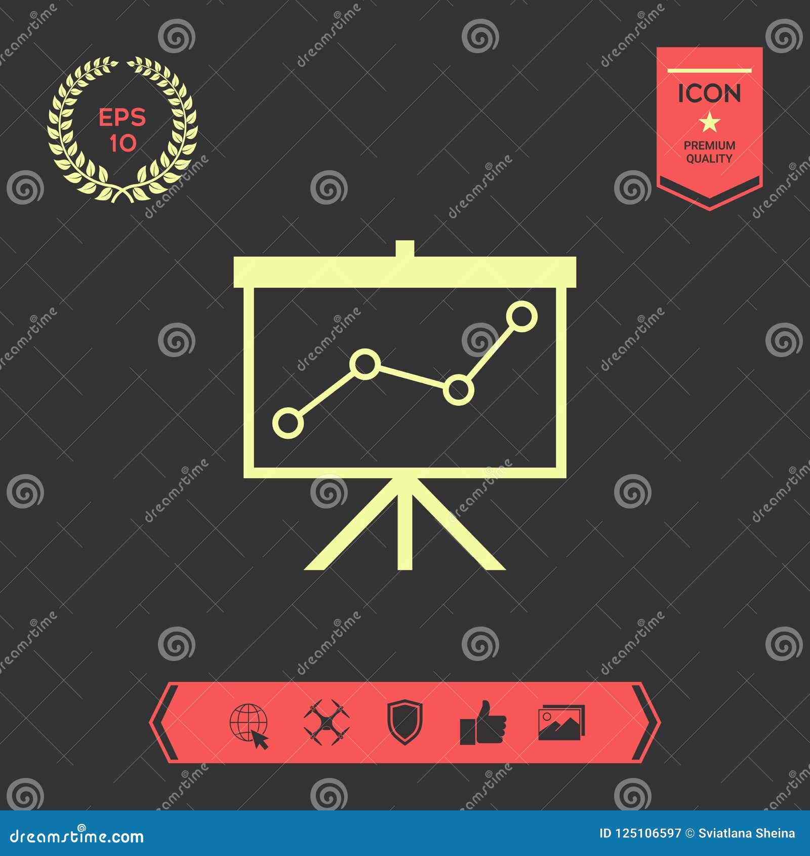 Flip-chart, Projection Screen with a Graph. . Graphic Elements for Your ...