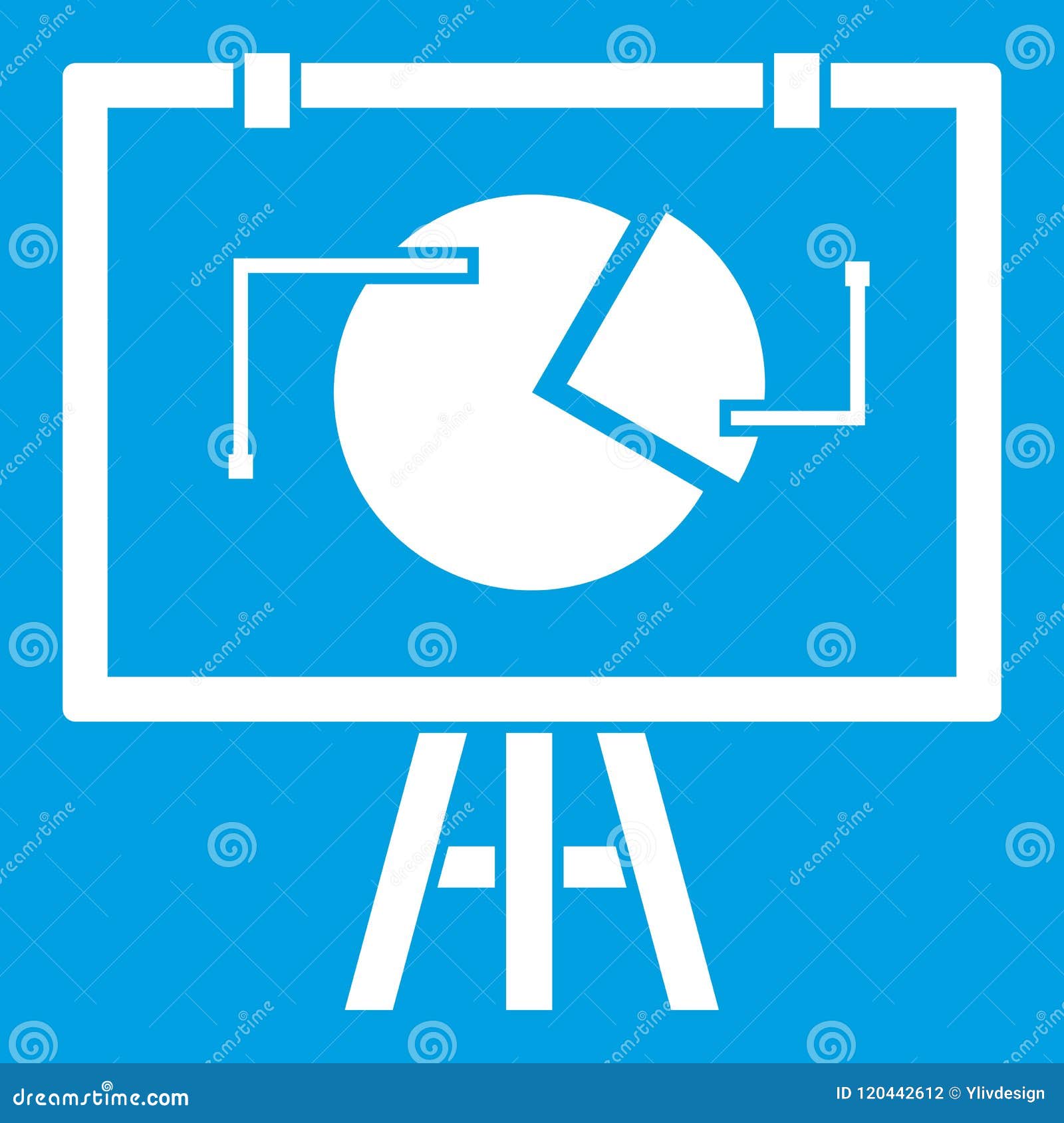 Flip Chart with Statistics Icon White Stock Vector - Illustration of ...