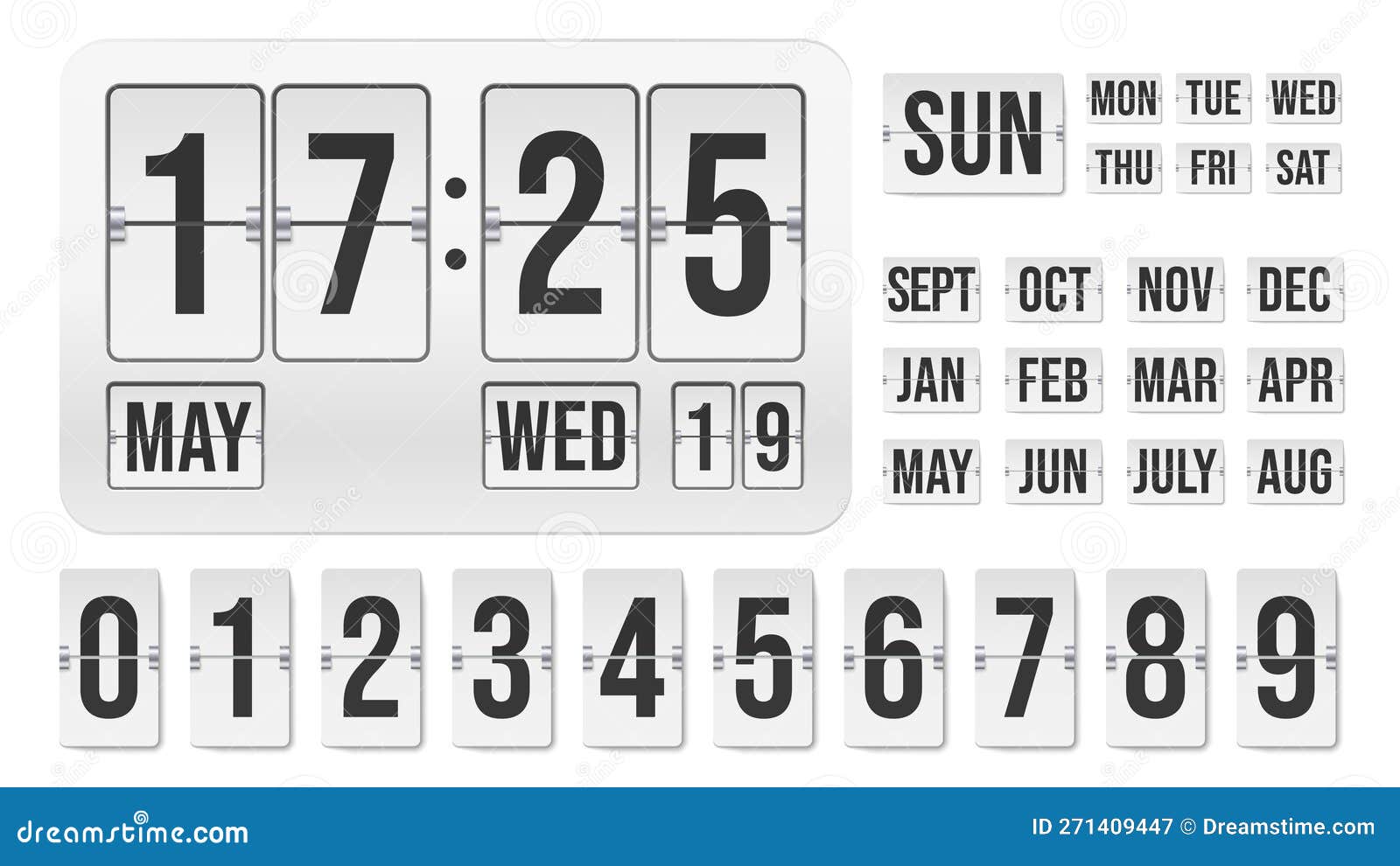 Flip Clock. Countdown Mechanical Timer with Hour Date Month Indicators ...
