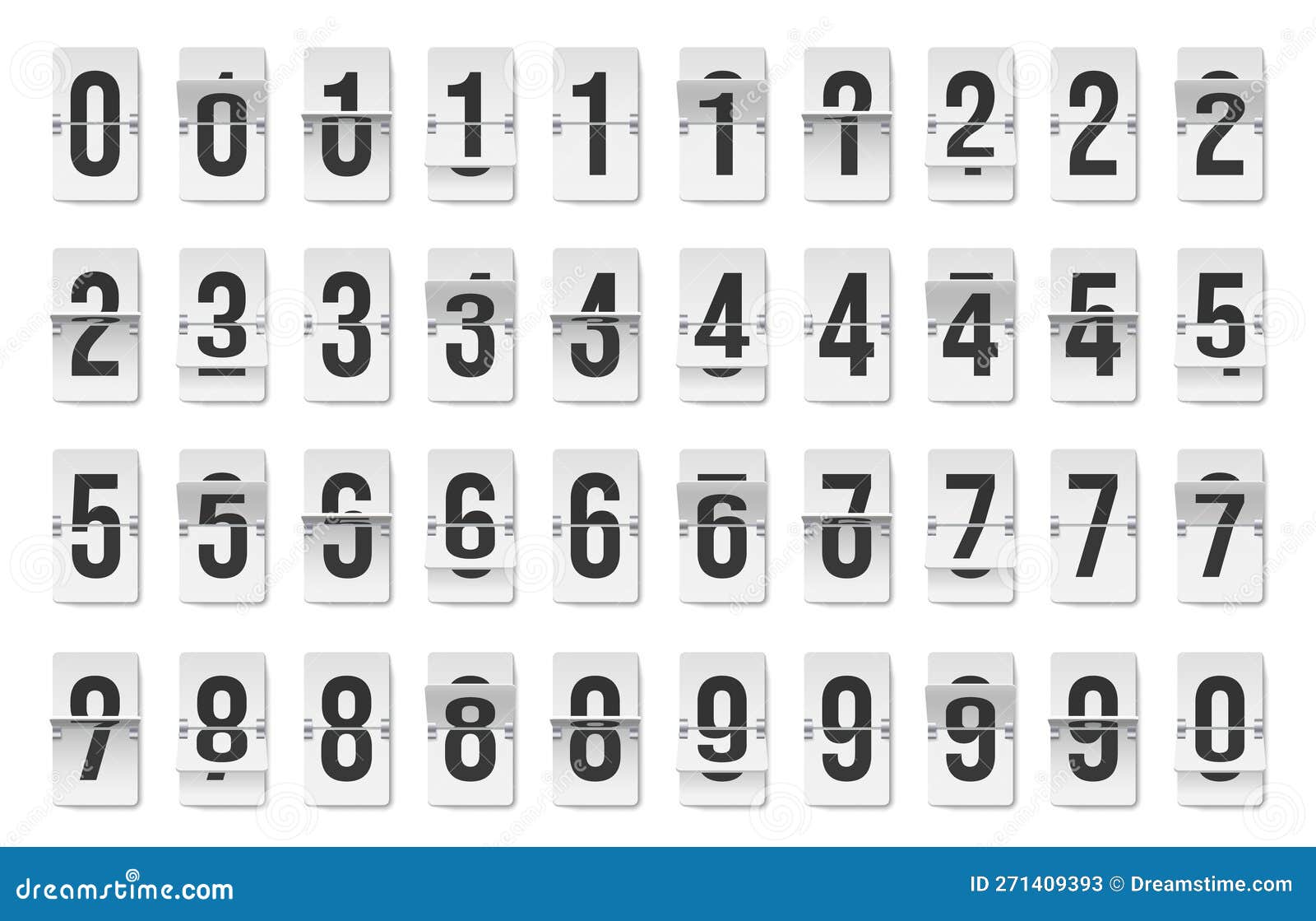 Flip Clock Number Set. Board with Numeral Dial, Old Outdated Mechanical ...