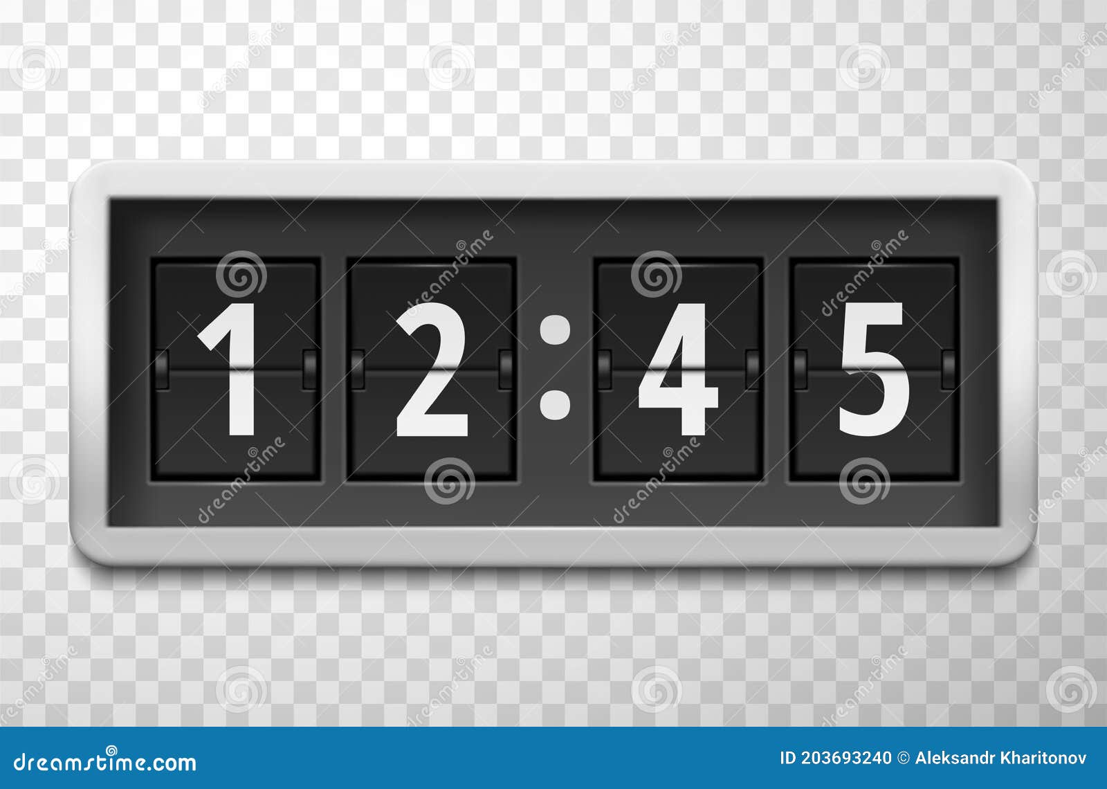 Flip Clock Realistic Icon. Electromechanical Split-flap Display Showing ...