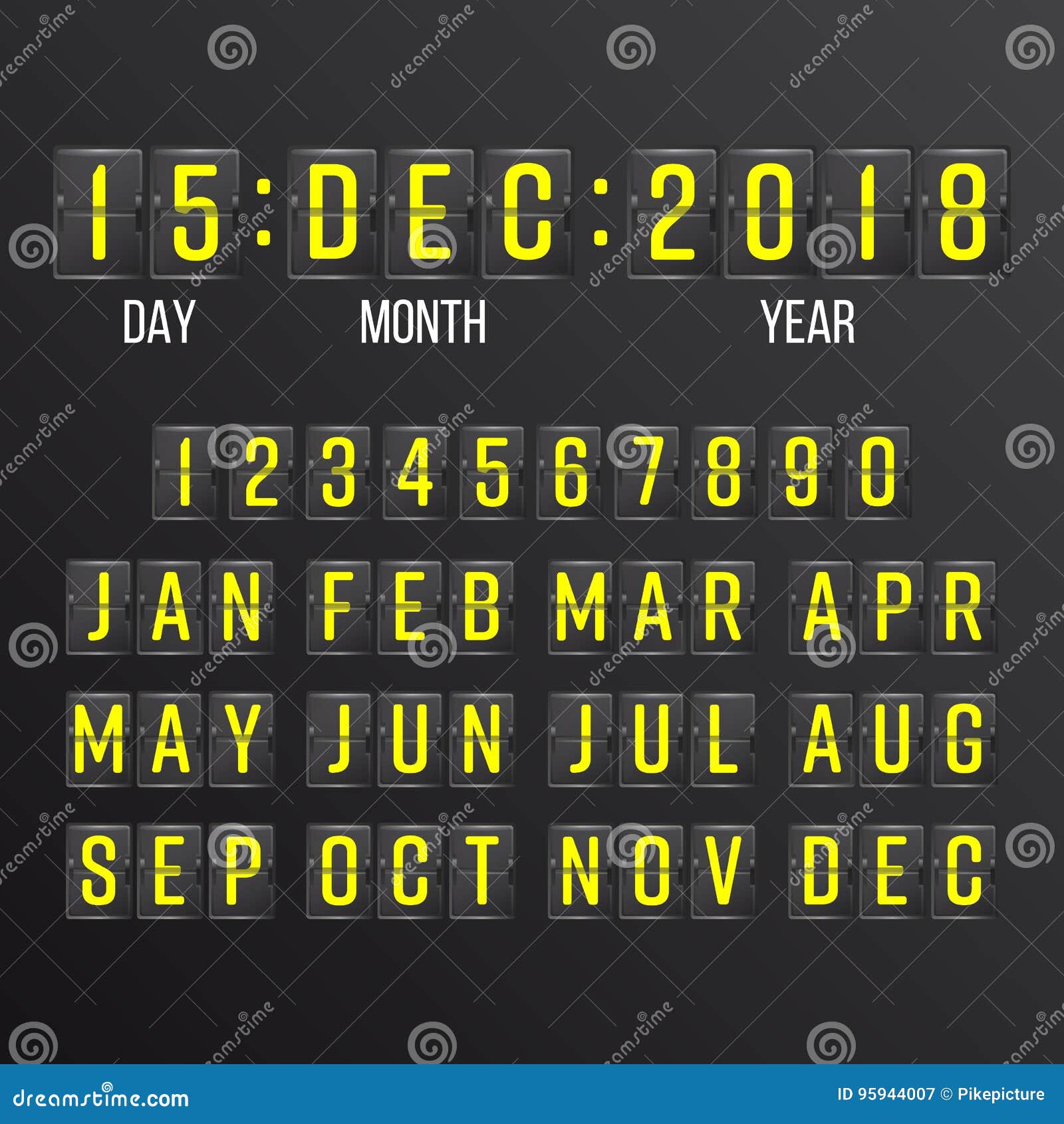 Flip Count-down Timer Vector Schwarzer Flip Scoreboard Digital Calendar ...