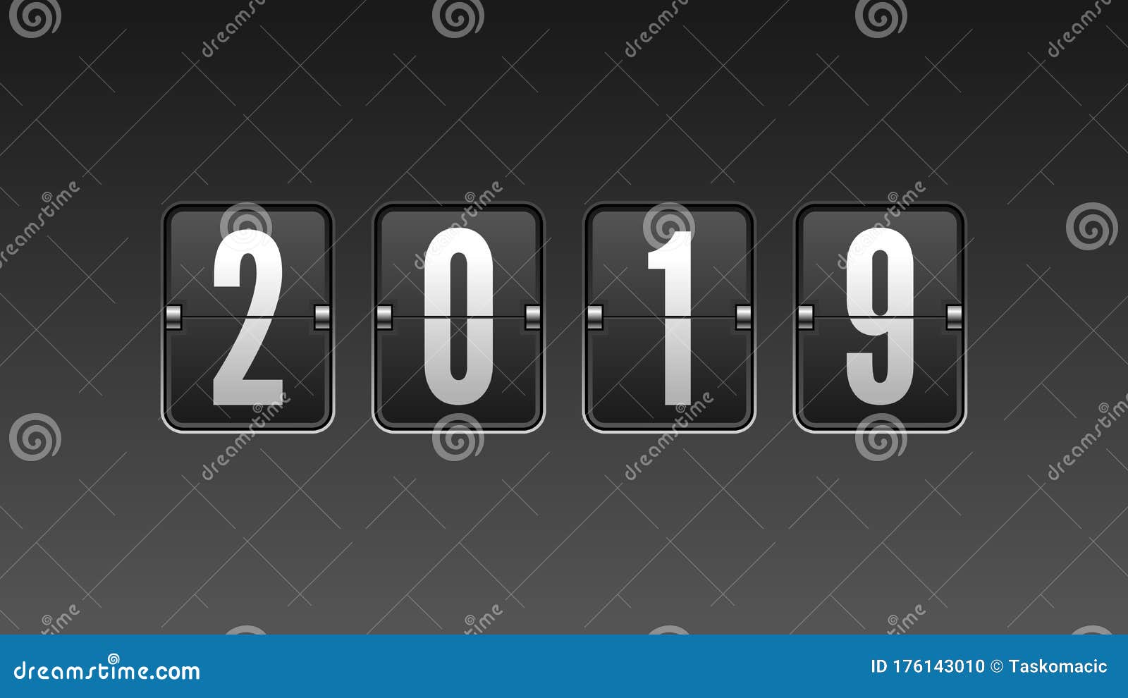 Flip Countdown Calendar with Year 2019. Flip Board Countdown Timer with ...