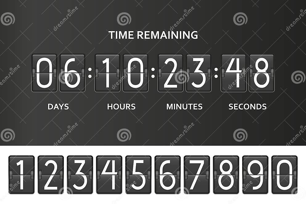 Flip Countdown Clock Counter Timer. Time Remaining Count Down Board with Scoreboard of Day, Hour ...