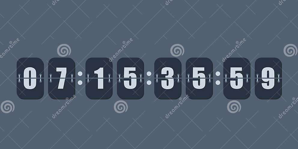 Flip Countdown Clock Counter Timer. Vector Time Remaining Count Down Flip Board with Scoreboard ...