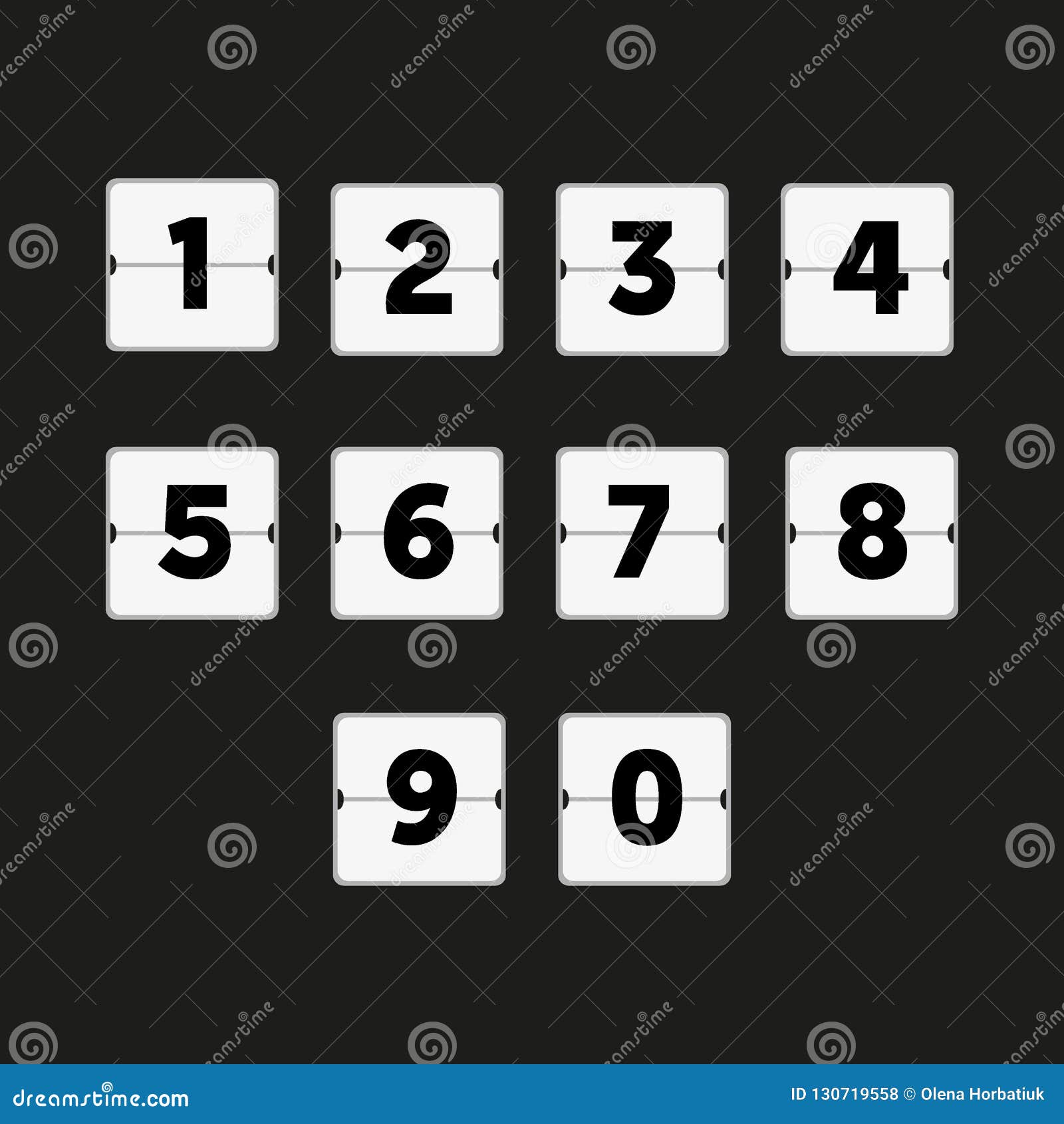 Flip Countdown Timer, Hourly Schedule. Numbers Count. Vector ...