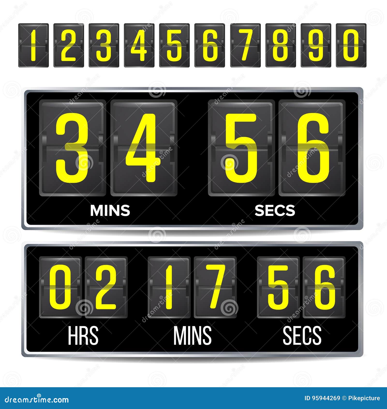 Flip Countdown Timer Vector Svarta Flip Scoreboard Digital Timer
