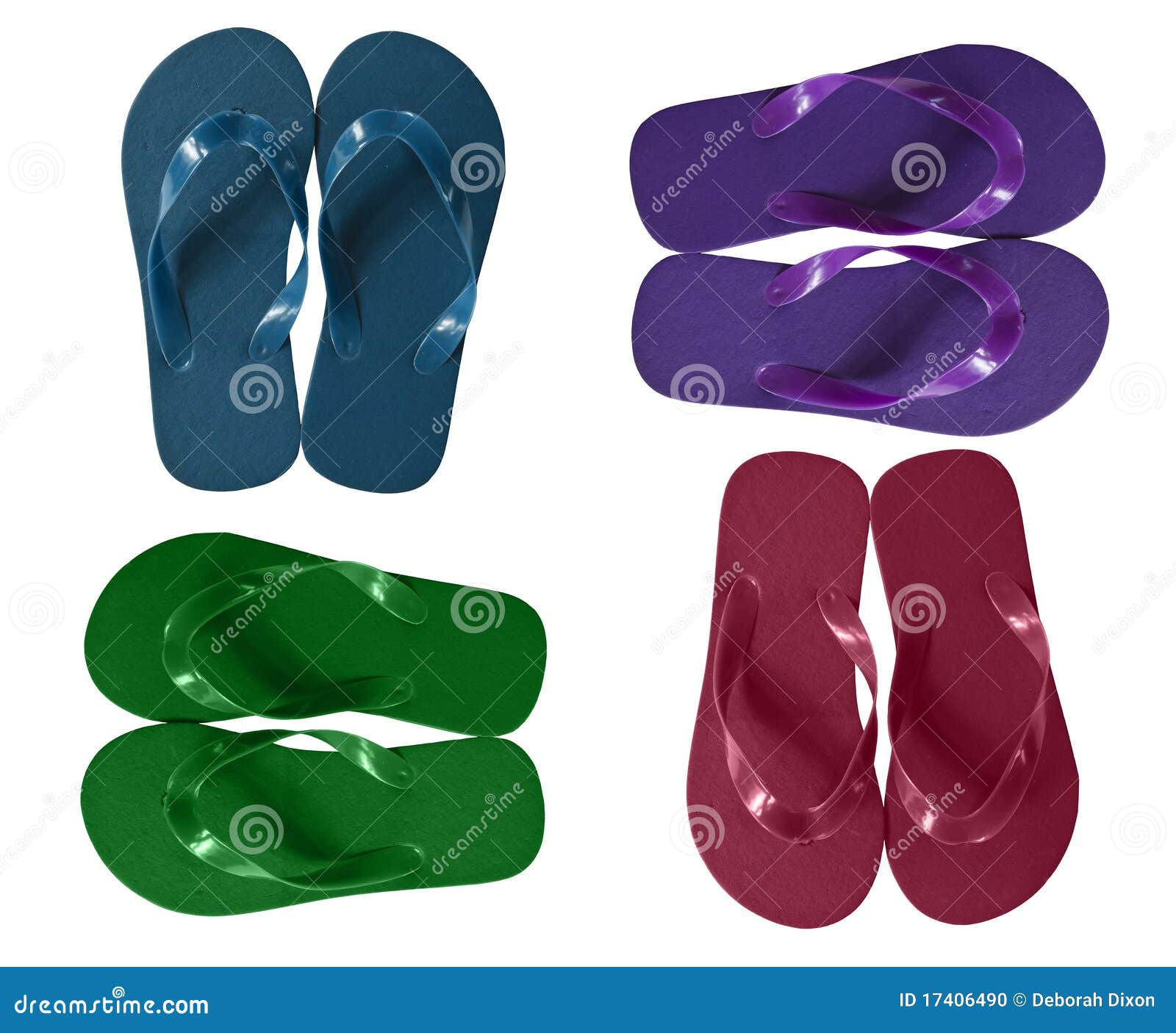 Flip Flops In Different Colors Stock Photo - Image of isolate, blue ...