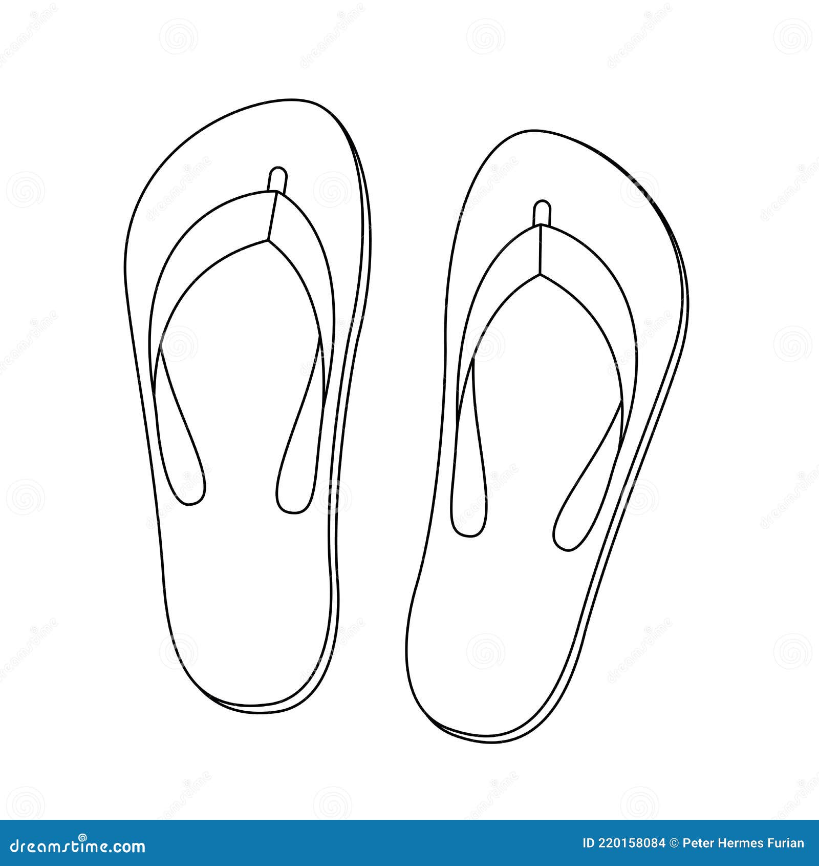 Flip Flops Rubber Sandals Outline Illustration Stock Vector ...