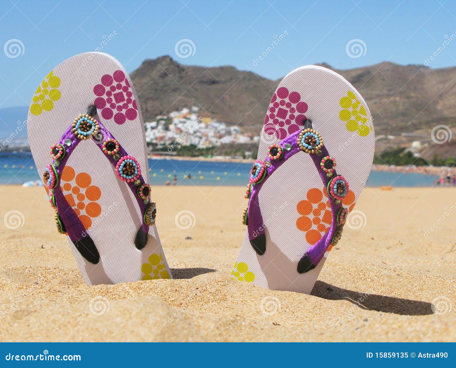 Flip-flops in the sand stock image. Image of resort, flap - 15859135