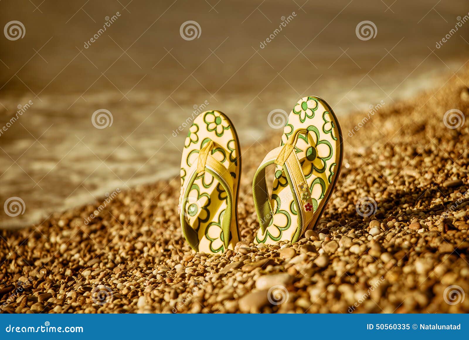 Flip Flops in the Sand on the Beach Stock Image - Image of flipflop ...