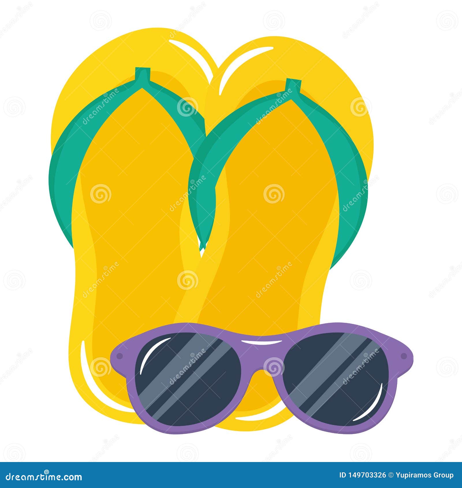 Flip Flops Sandals and Sunglasses Summer Accessories Stock Vector ...