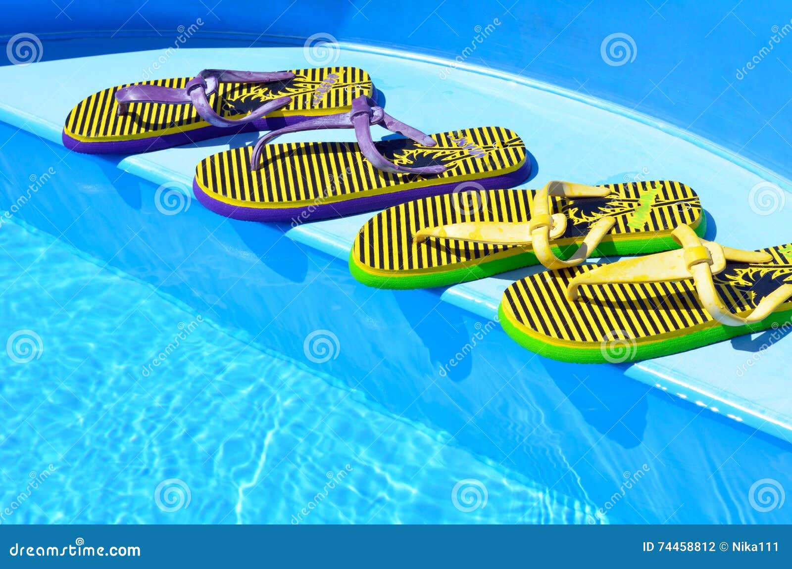 Flip-flops on the Swimming Pool. Stock Photo - Image of foot, pool ...