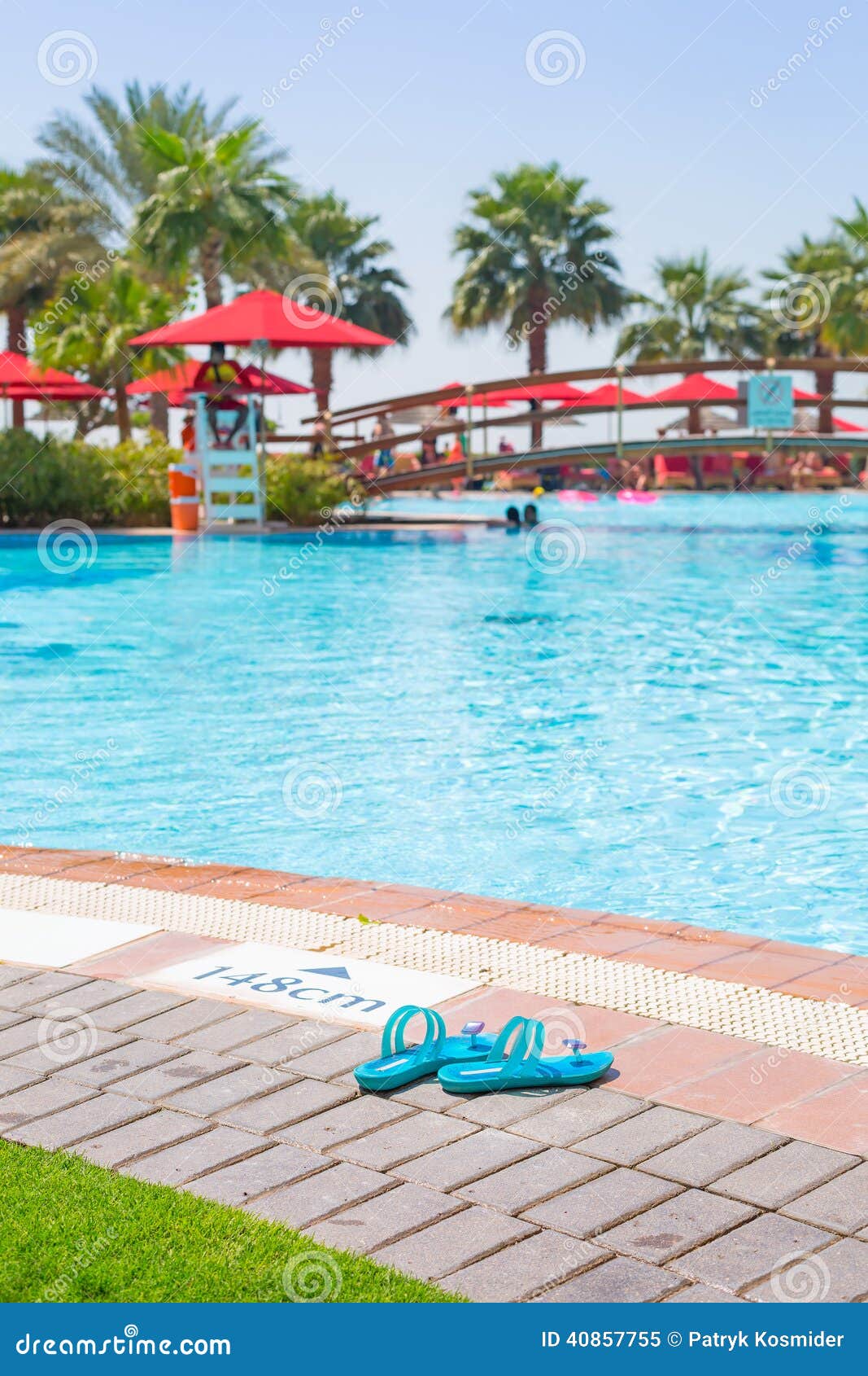 Flip Flops at at the Swimming Pool Stock Image - Image of luxury ...