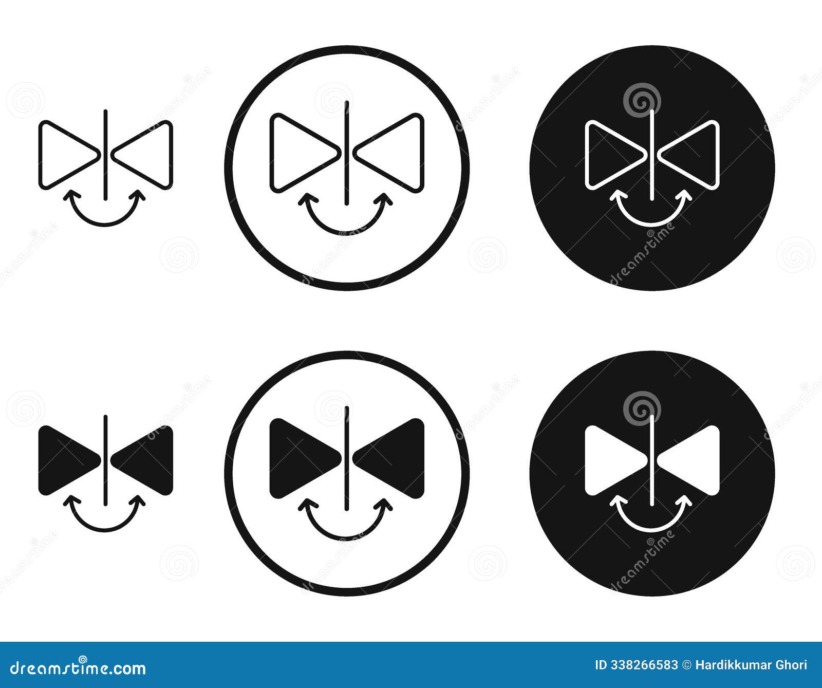 Flip Horizontal Vector Icon Set in Black and White Outlines Stock ...