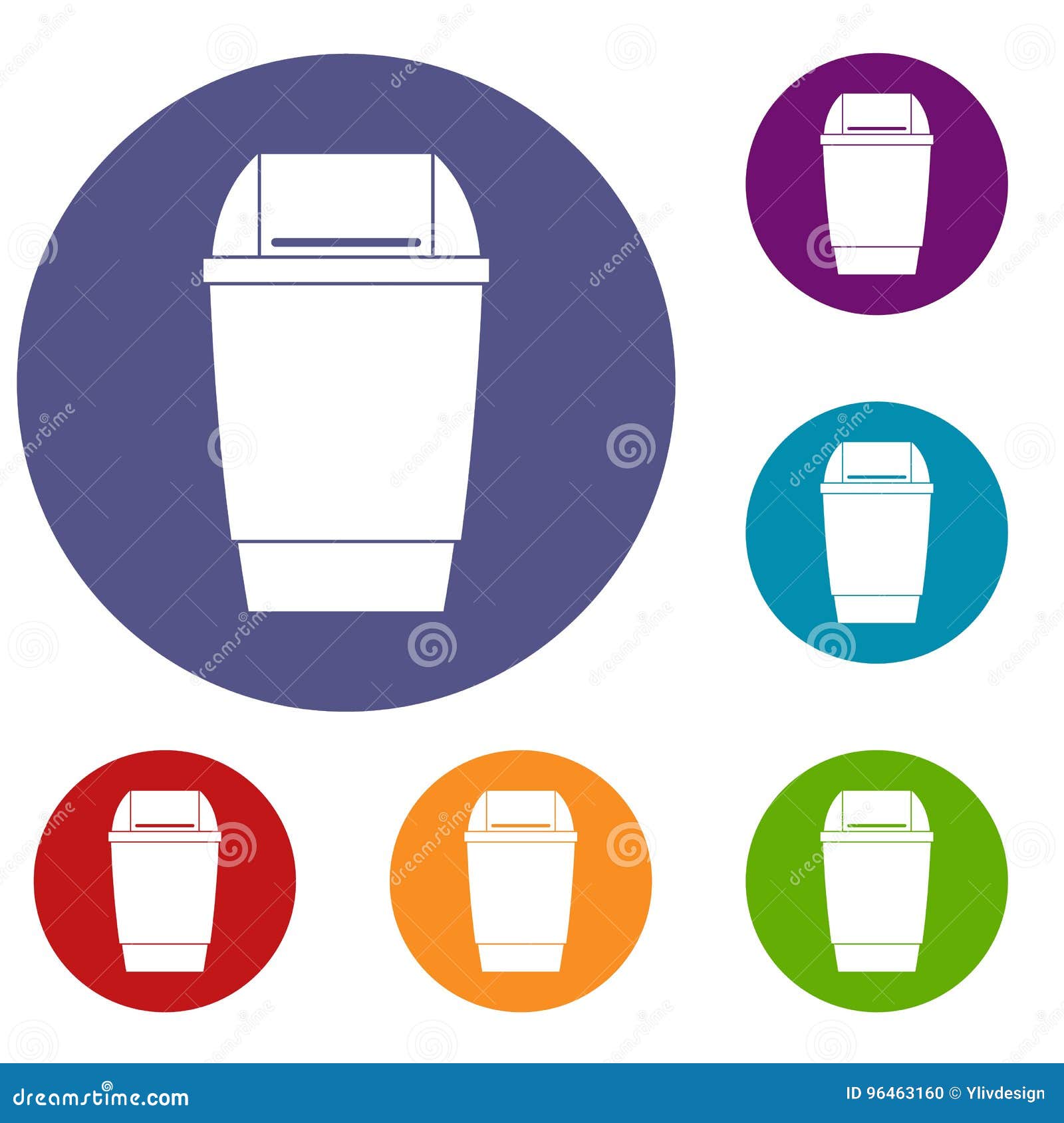 Flip lid bin icons set stock vector. Illustration of circle - 96463160