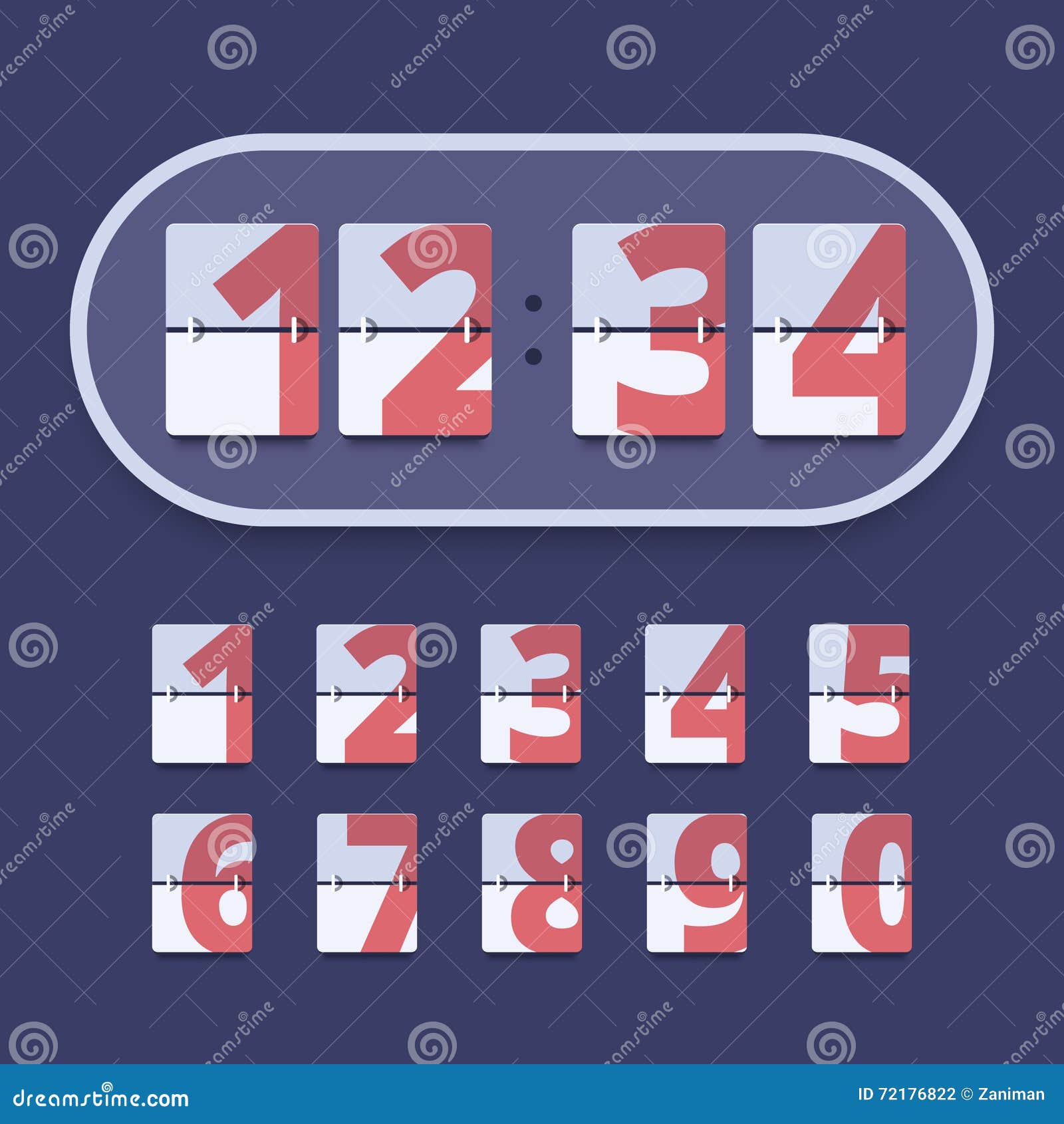 Flip Mechanical Clock in Flat Style Stock Vector - Illustration of ...