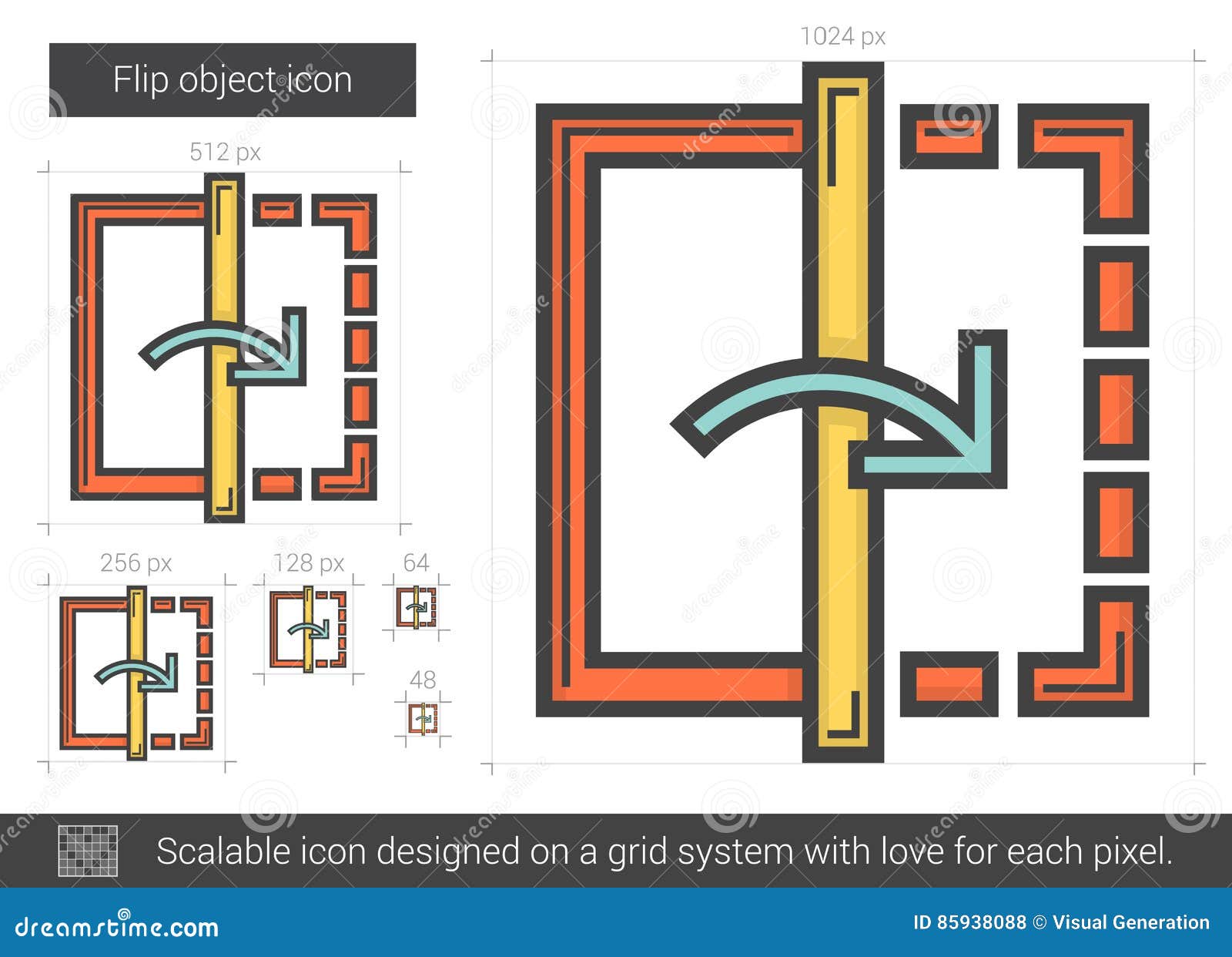 Flip object line icon. stock vector. Illustration of line - 85938088