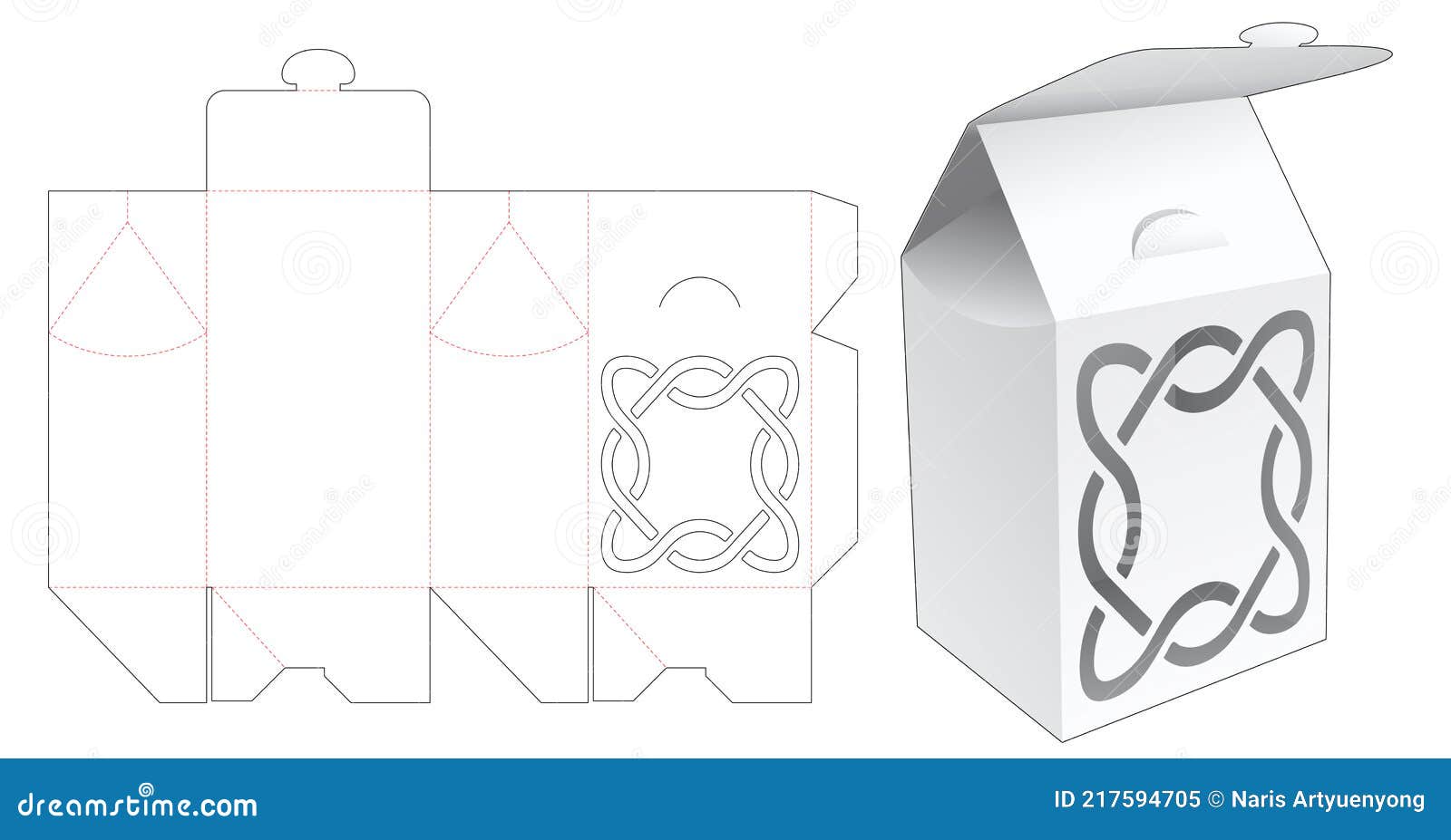 Flip Packaging Bag Box with Stenciled Pattern Die Cut Template Stock ...