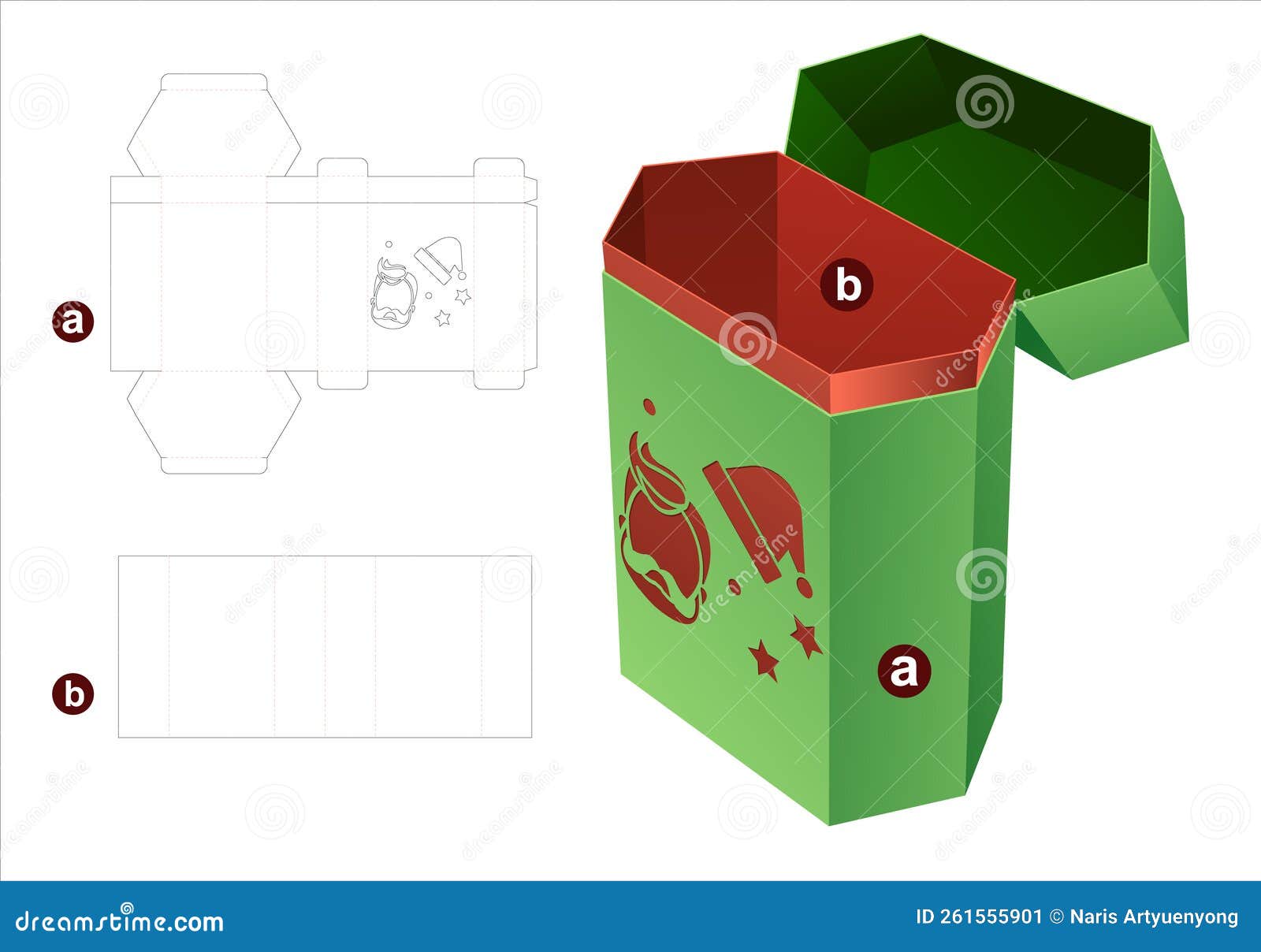 Flip Bag Box With Stenciled Pattern Die Cut Template Vector ...