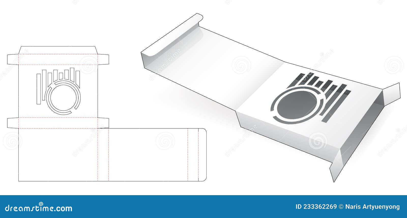 Flip Tin Box with Coins Window Die Cut Template Stock Vector ...