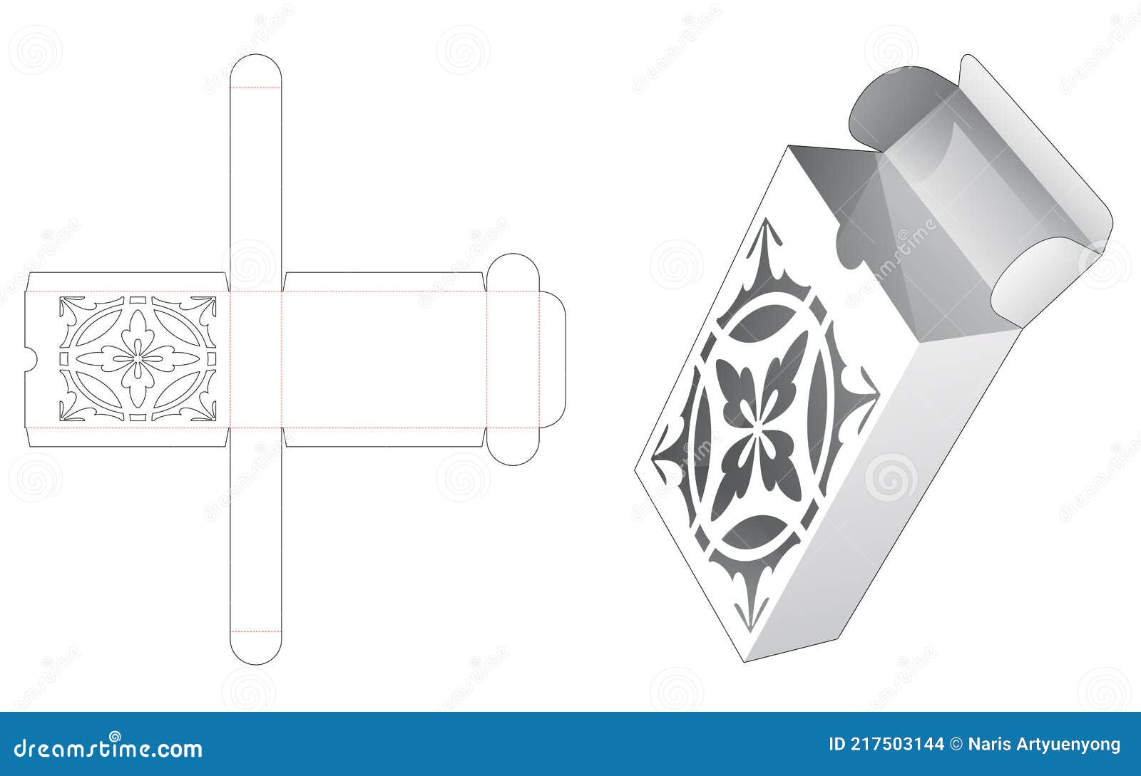 Flip Bag Box With Stenciled Pattern Die Cut Template Vector ...