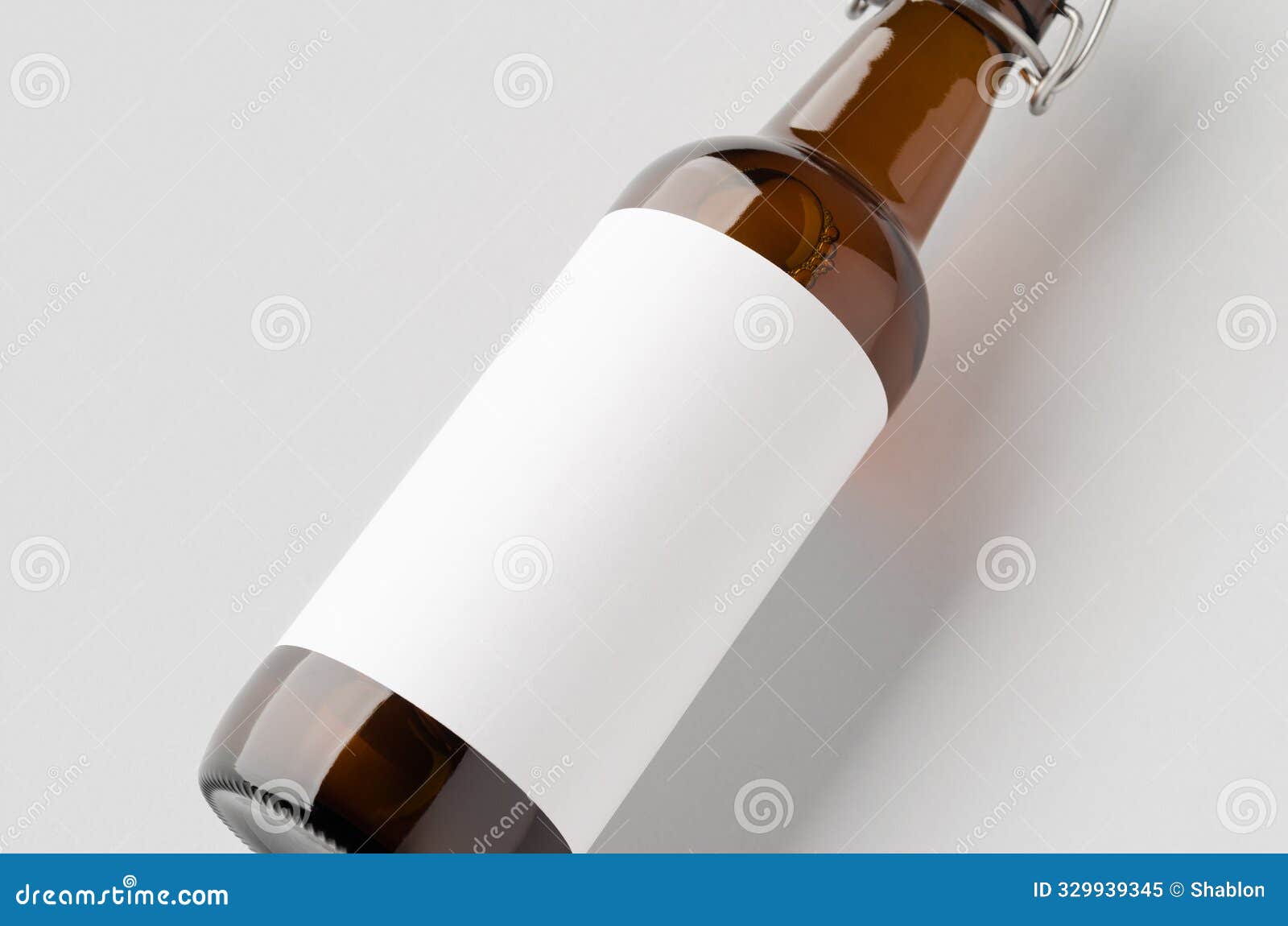 Flip Top Beer Bottle Mockup with a Blank Label, Closeup Stock Image ...