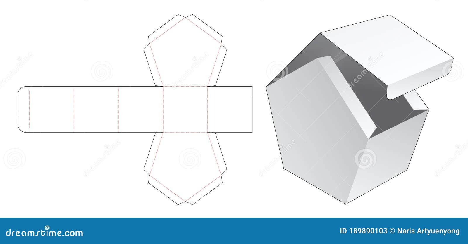 Rigid Flip Top Box Die Cut Template Cartoon Vector | CartoonDealer.com ...