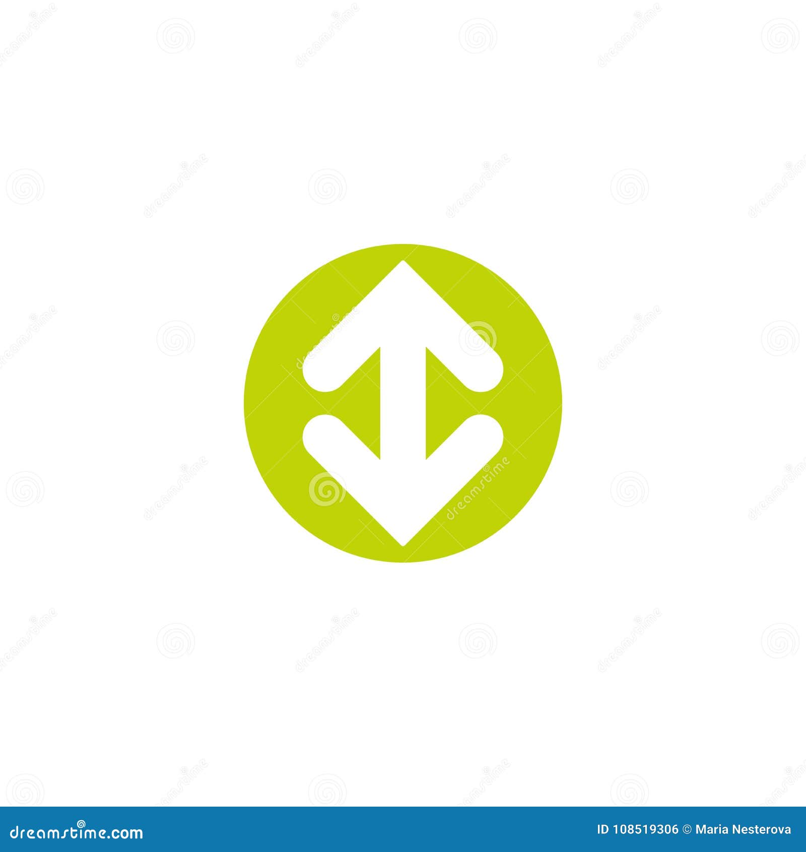 Flip Vertical Icon. Two White Opposite Arrows in Green Circle Isolated ...