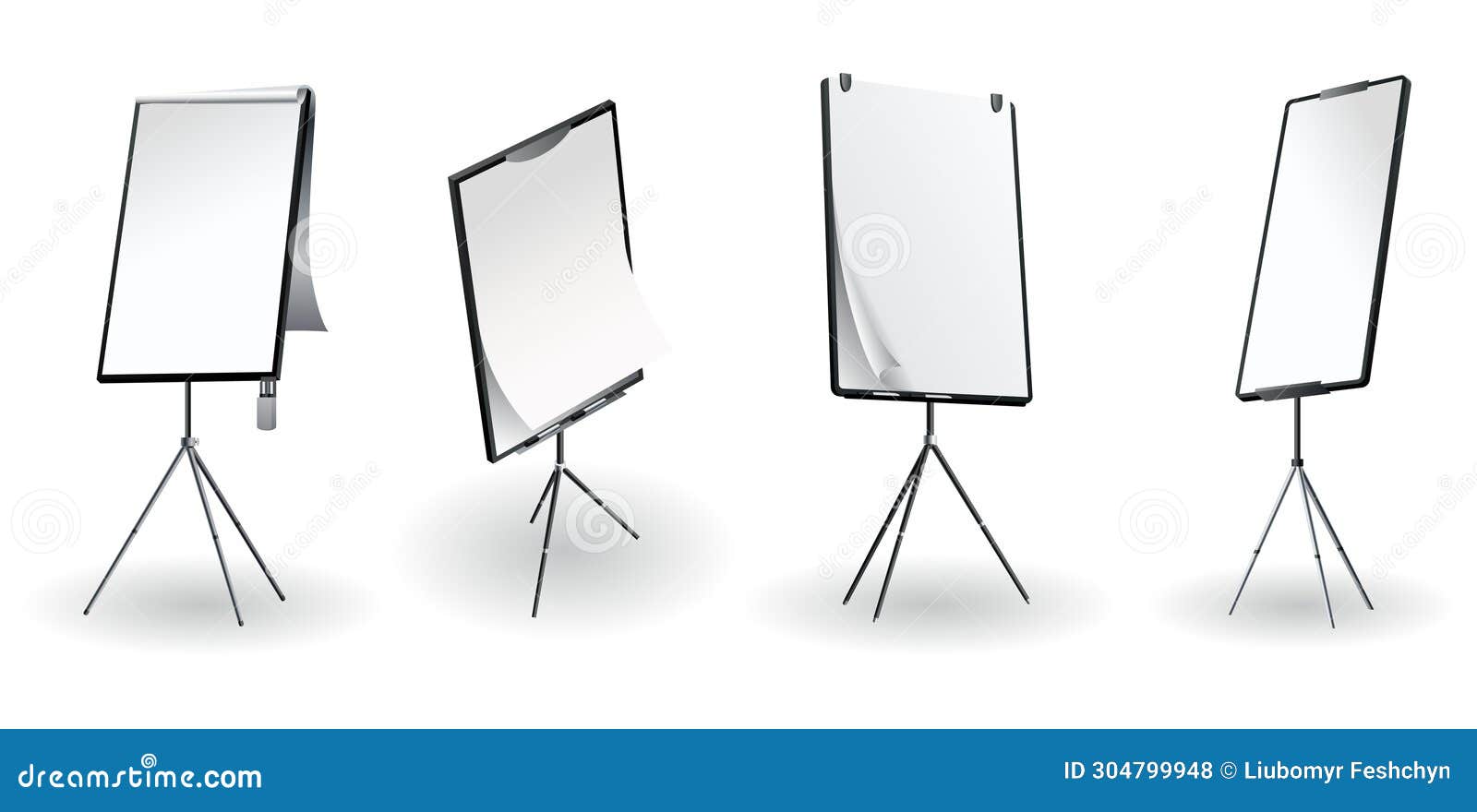 Flipchart Mockup Set At Different Angles. Presentation And Seminar ...