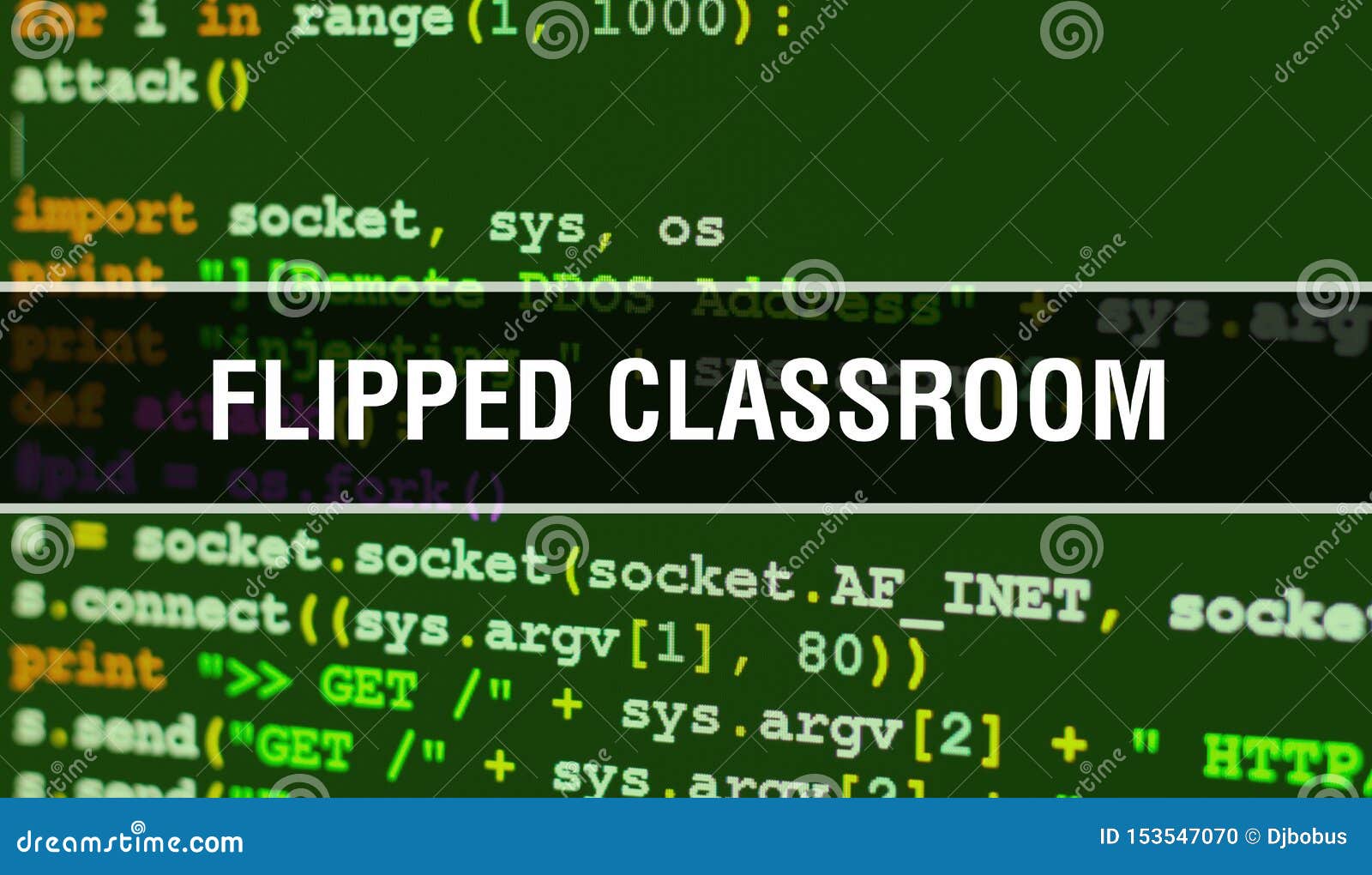 FLIPPED CLASSROOM Text Written on Programming Code Abstract Technology Background of Software ...