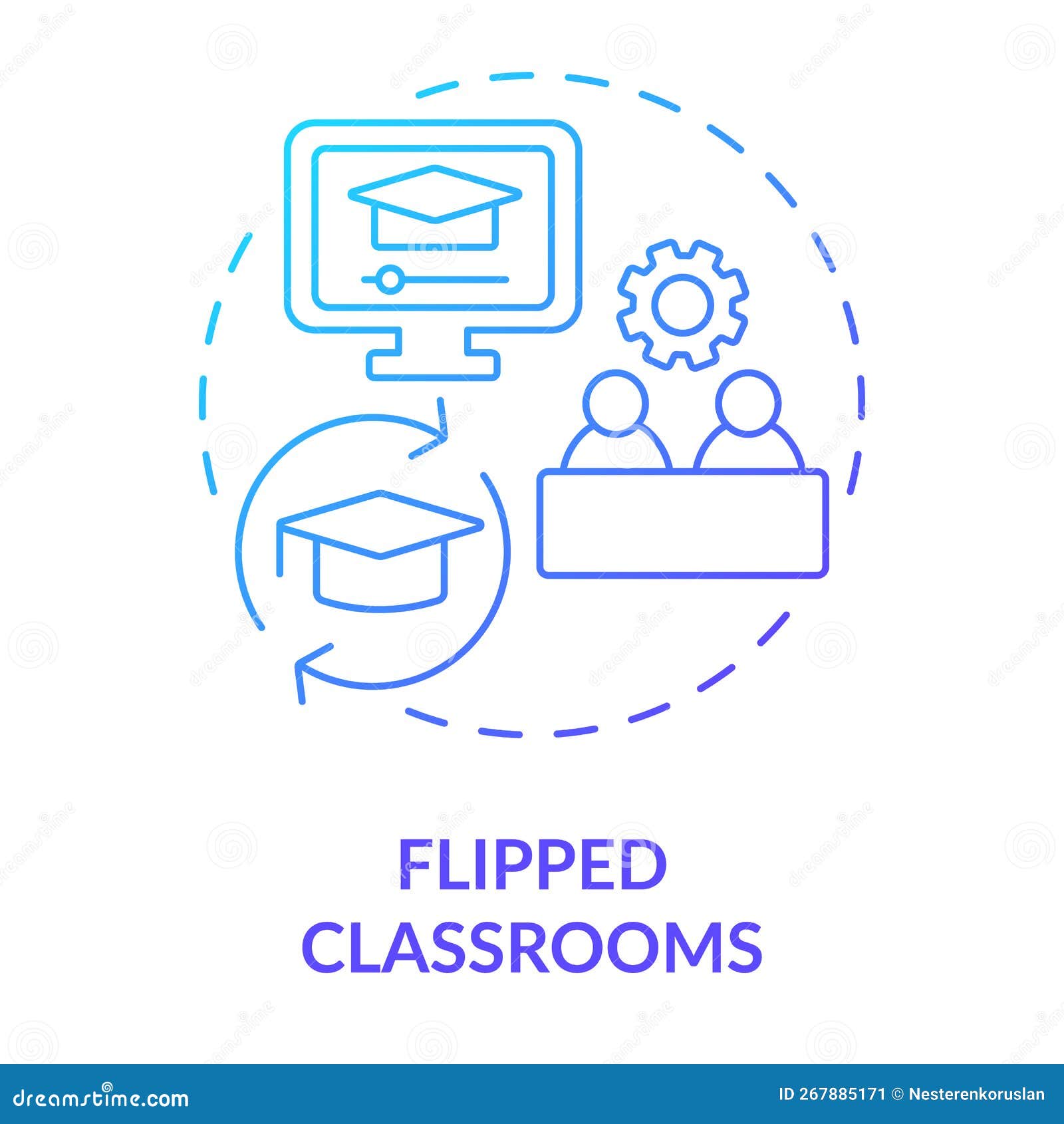Flipped Classrooms Blue Gradient Concept Icon Stock Vector ...