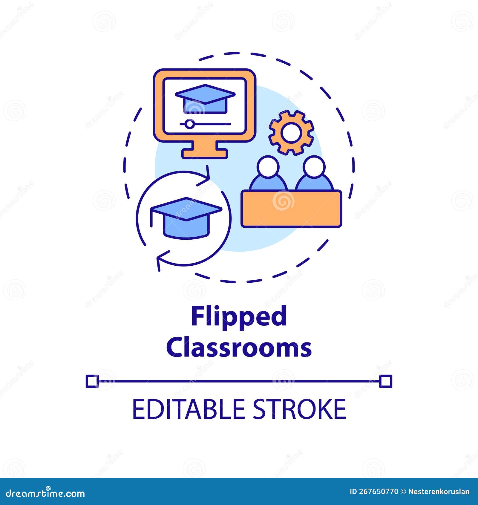 Flipped Classrooms Concept Icon Stock Vector - Illustration of stroke ...