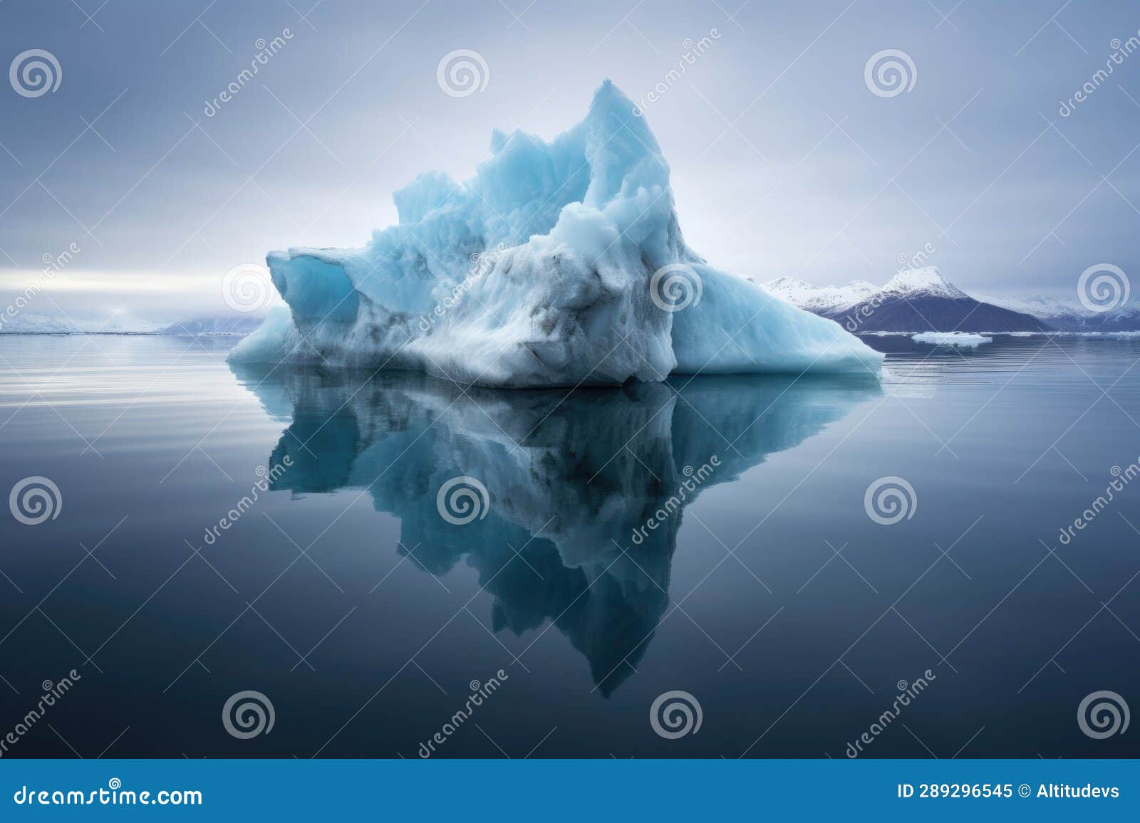 Flipped Iceberg Surrounded by Floating Ice Debris Stock Image - Image ...