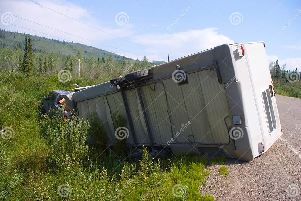 Flipped Trailer stock image. Image of accident, flipped - 415345