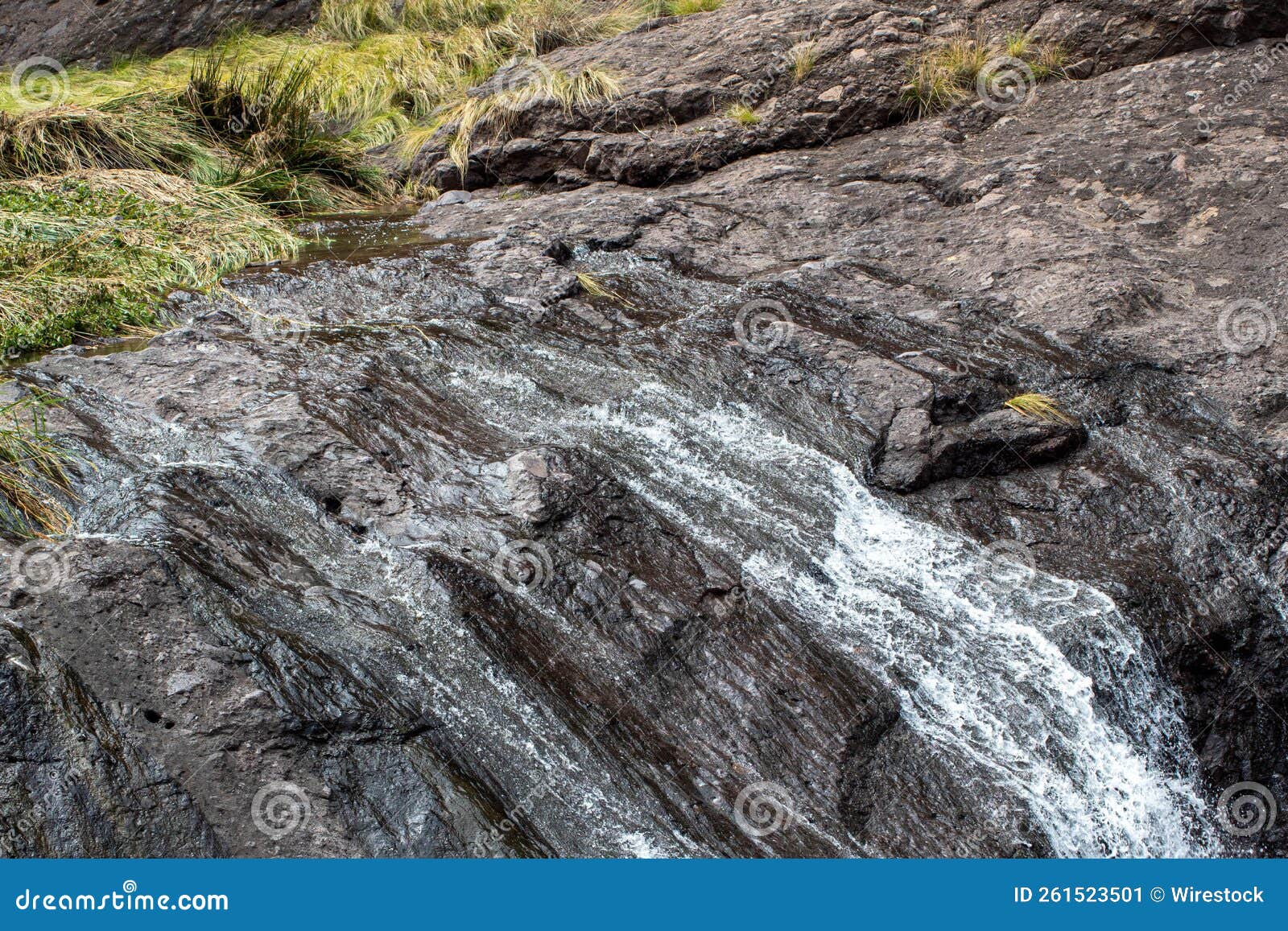 Flipped View of Water Falling Down the Gray Stone Stock Image - Image ...