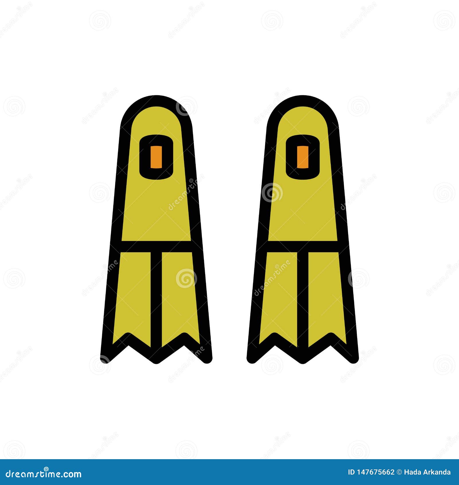 Flipper Diving Summer Vector Logo Icon Or Illustration. Editable Stroke ...