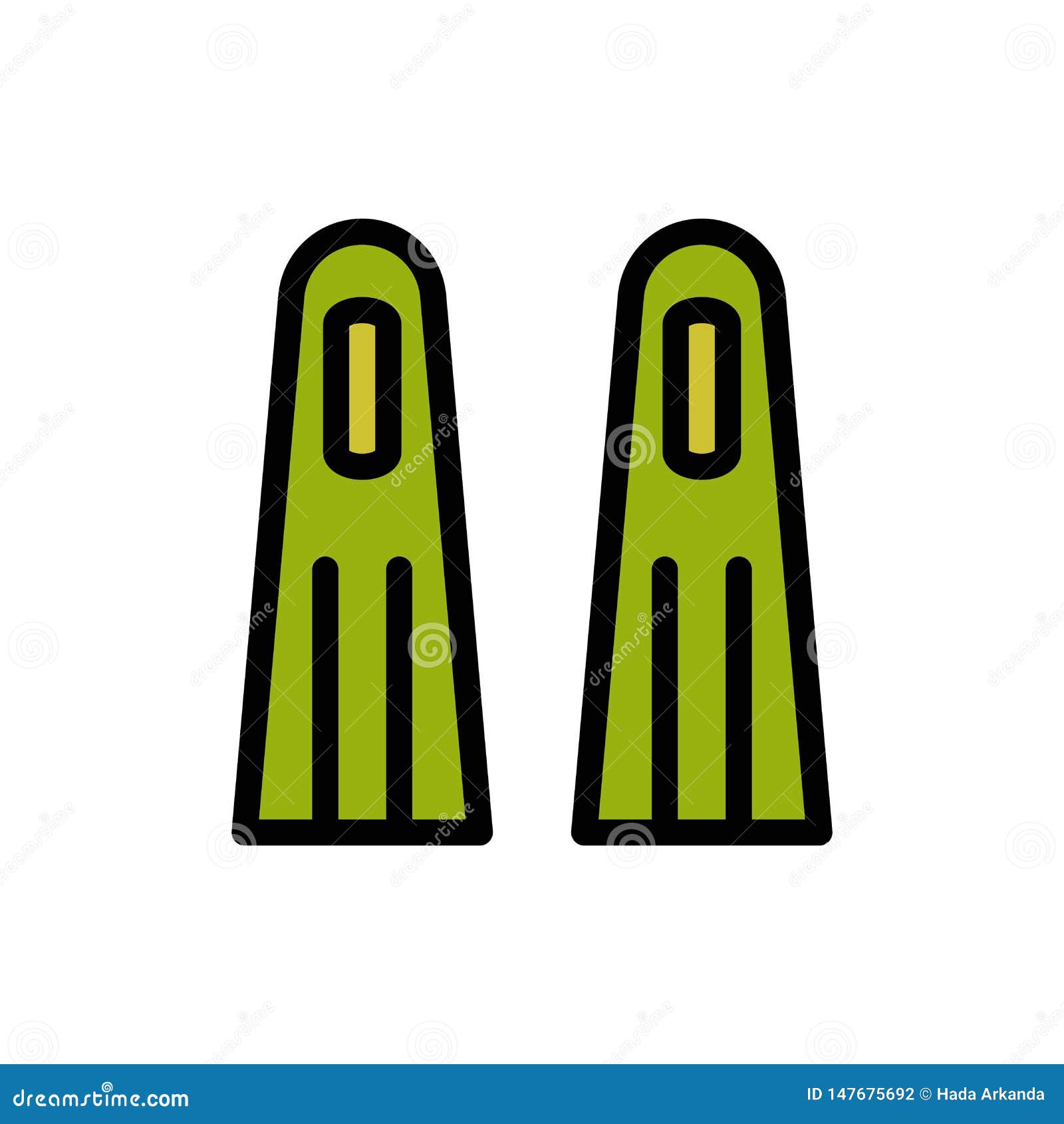 Flipper Diving Summer Vector Logo Icon Or Illustration. Editable Stroke ...