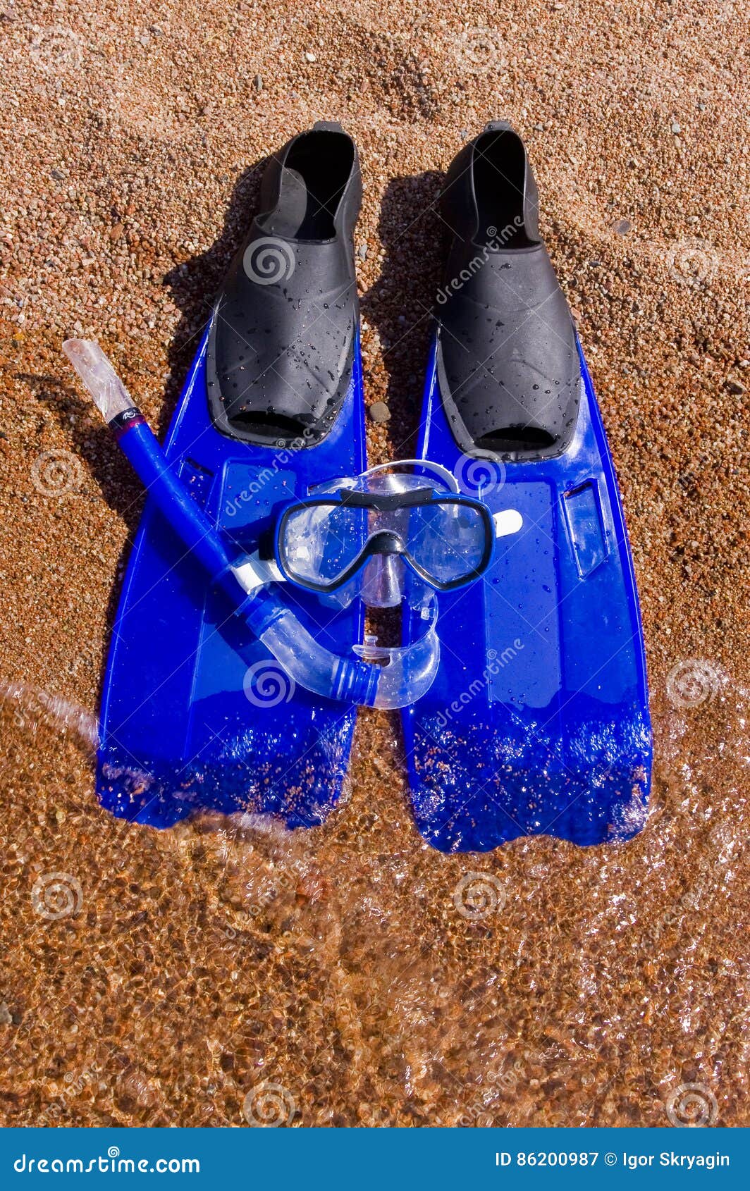 Flippers on the beach stock image. Image of vacation - 86200987
